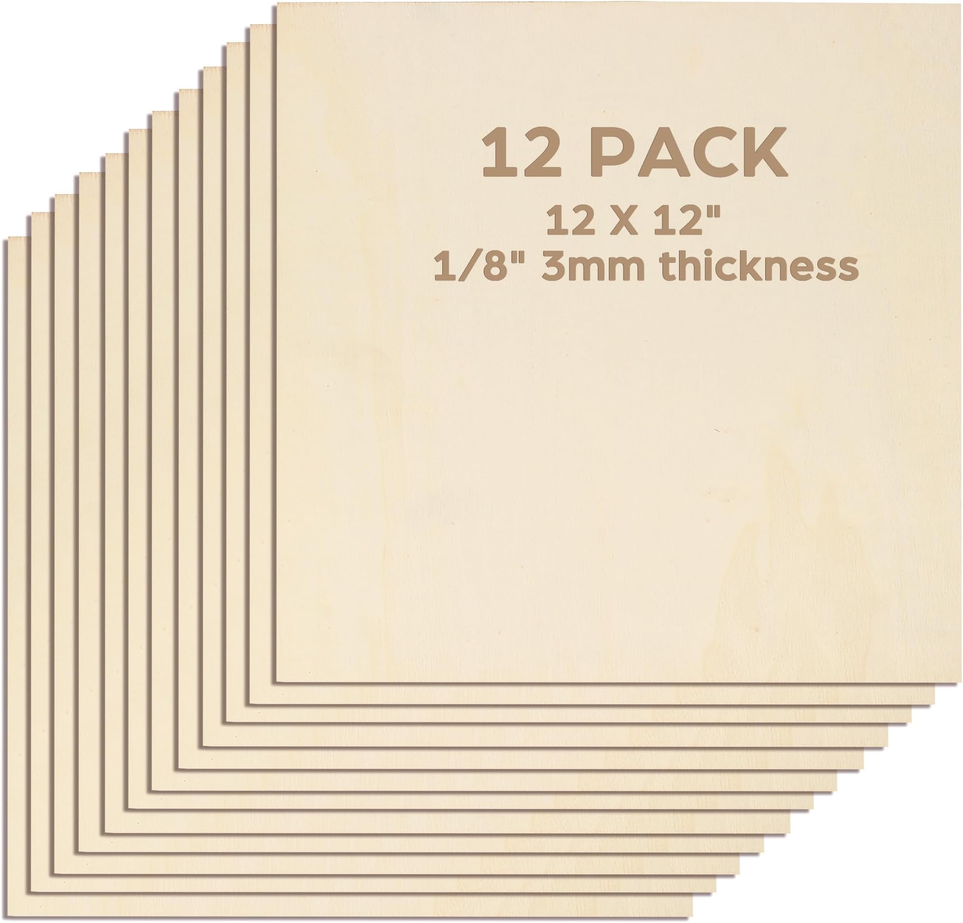 Amazon.com: Basswood Sheets 1/8" - 3mm Plywood Sheets, 12 x 12 Inch ...
