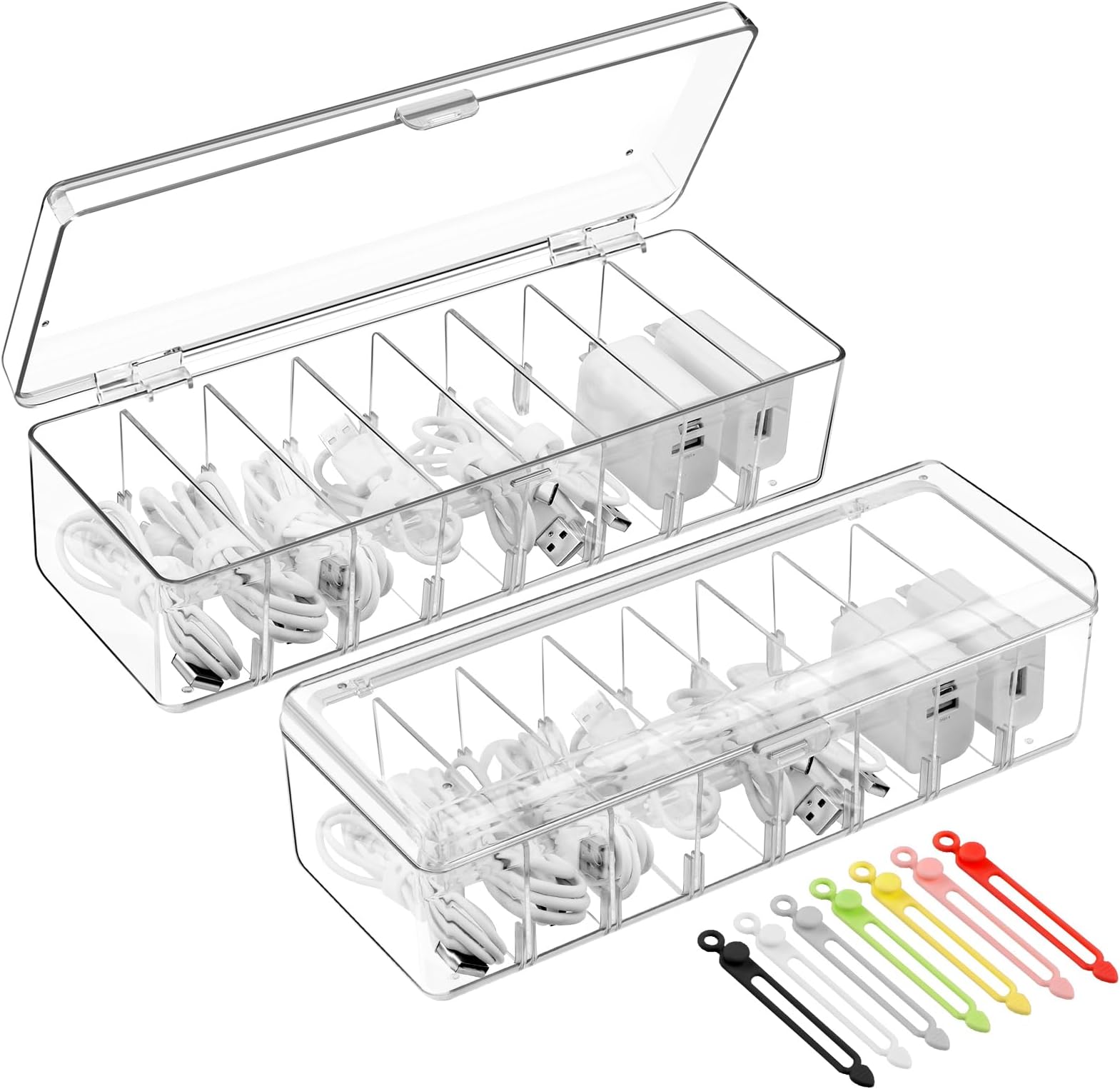 2 Stück Kabel Organizer - Kabel Organizer Box für Kabelaufbewahrung und ...