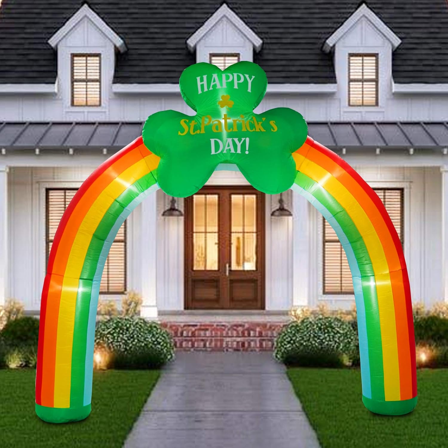 Amazon.com: UniqSeason 9Ft Inflatable Clover Rainbow Arch St Patricks ...