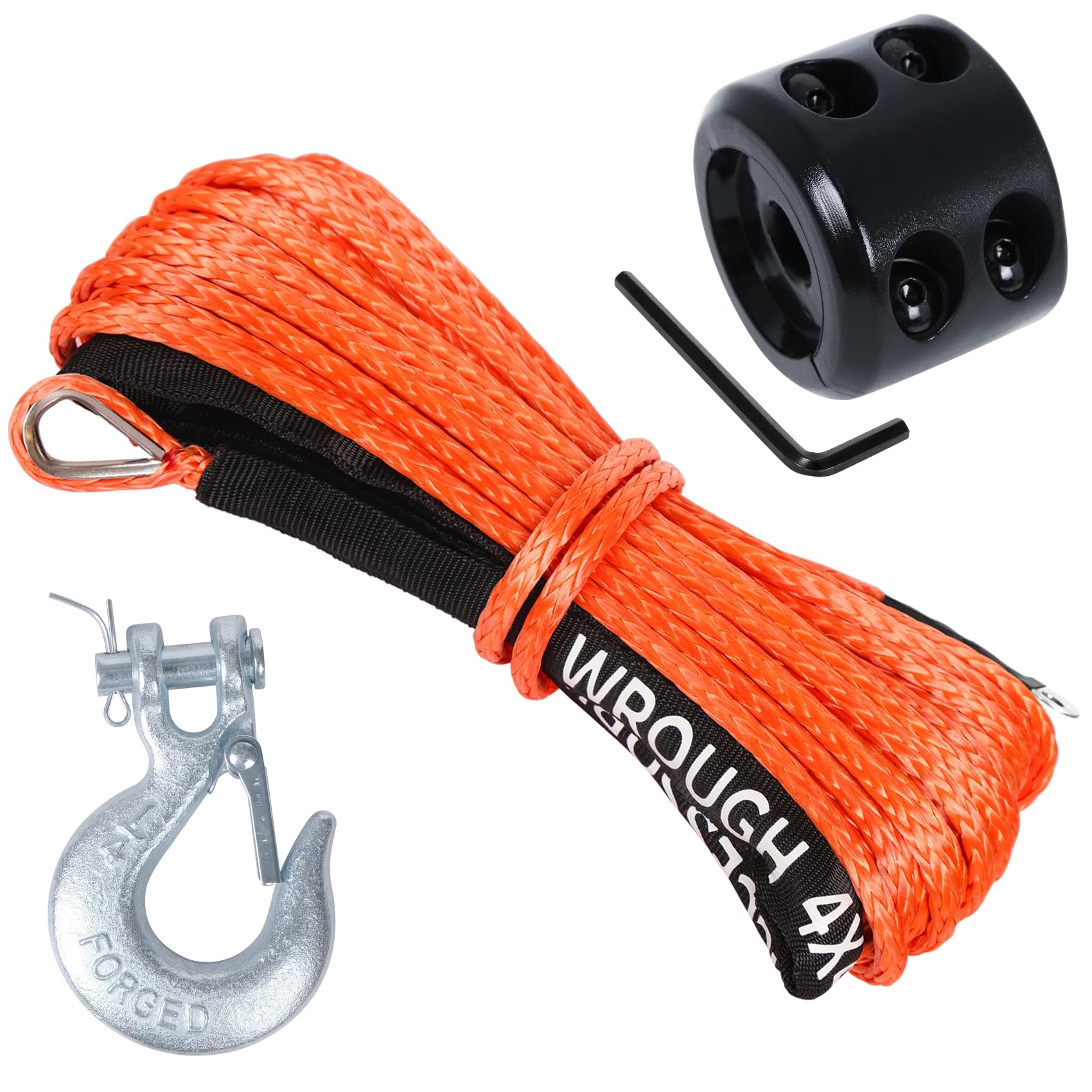 Amazon.com: WROUGH 1/4" Synthetic Winch Rope 50 Ft Heavy Duty 10000 lb ...