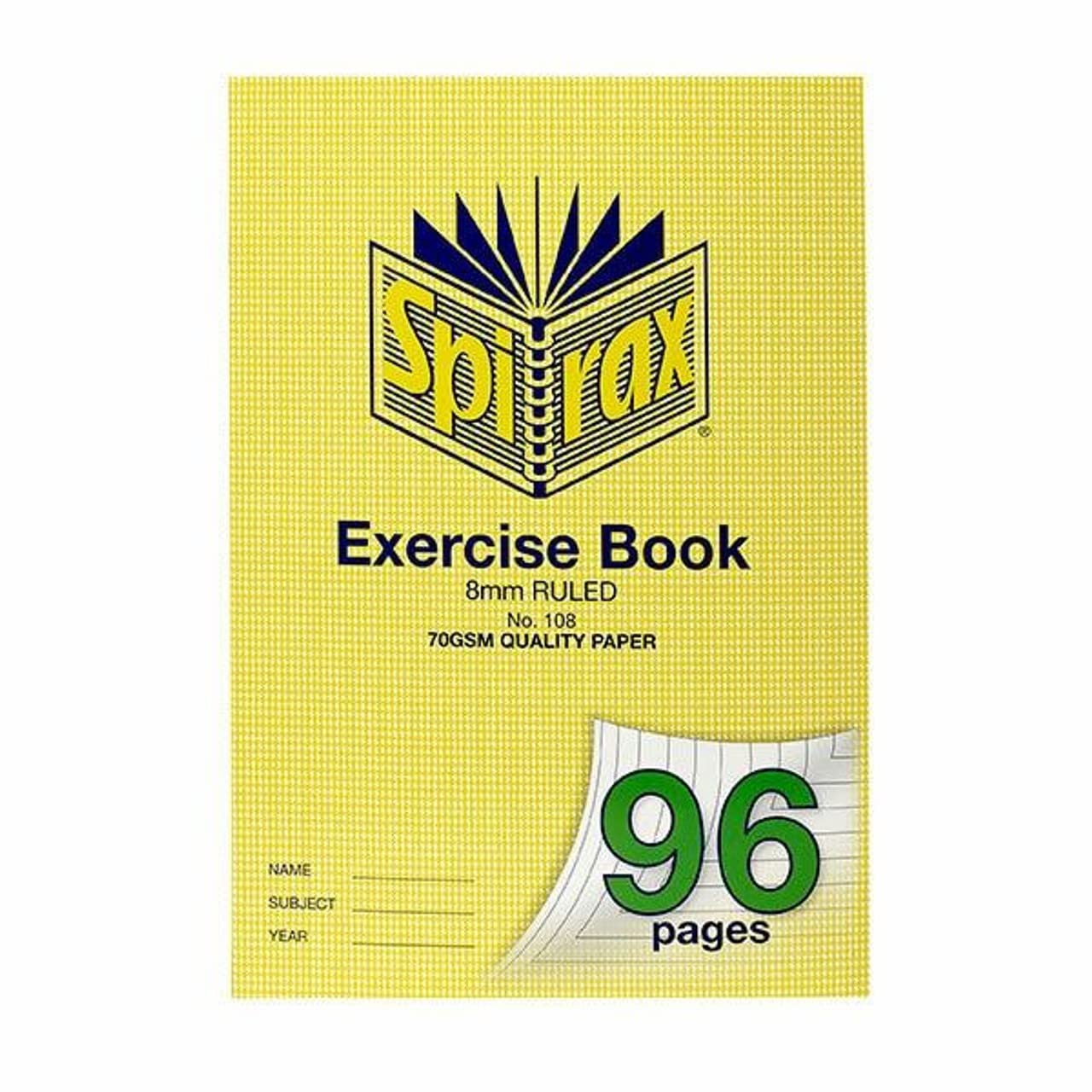 Spirax 56108 108 A4 Exercise Book with 8MM Ruling (96 Pages) : Amazon ...
