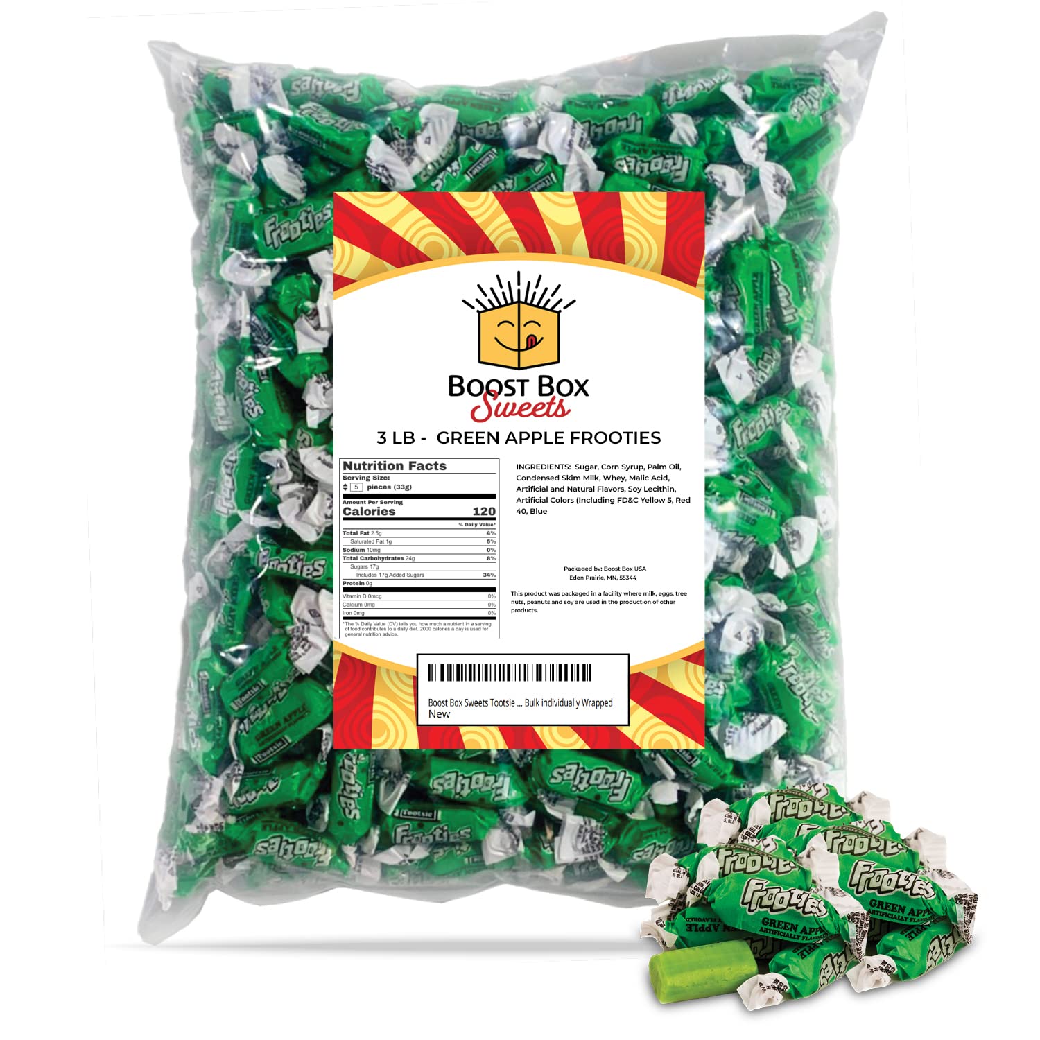 Amazon.com : Boost Box Sweets Tootsie Frooties Green Apple 3 Pound Bulk ...