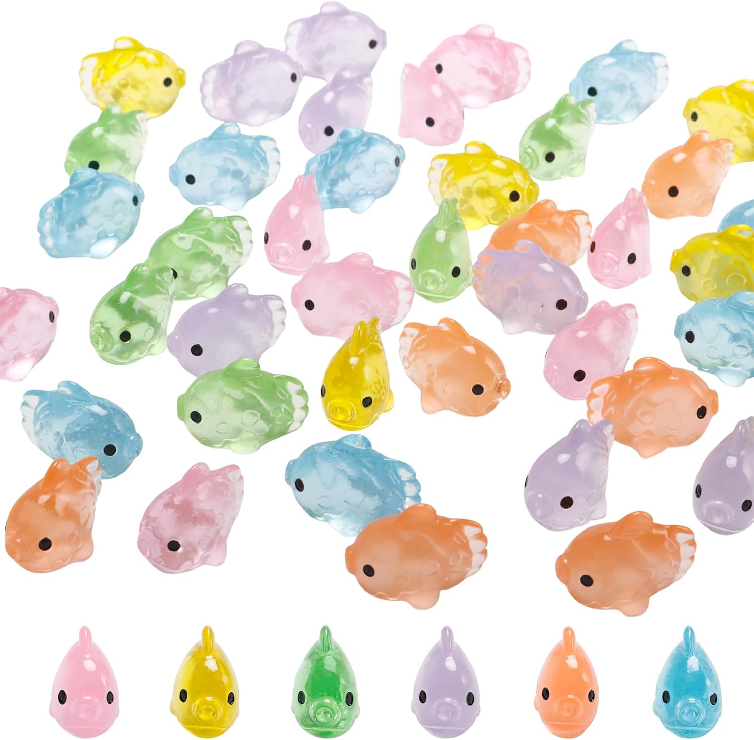Amazon.com: Exasinine 60 Pcs Cute Mini Fish Resin Fish Miniature Fish ...