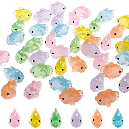 Amazon.com: Exasinine 60 Pcs Cute Mini Fish Resin Fish Miniature Fish ...