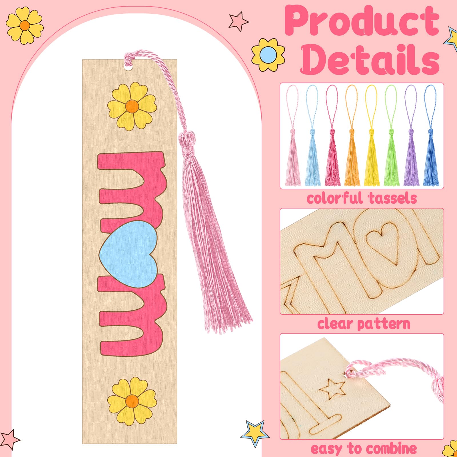 Snapklik.com : Sinload 96 Pcs Color Your Own Mothers Day Bookmarks DIY ...
