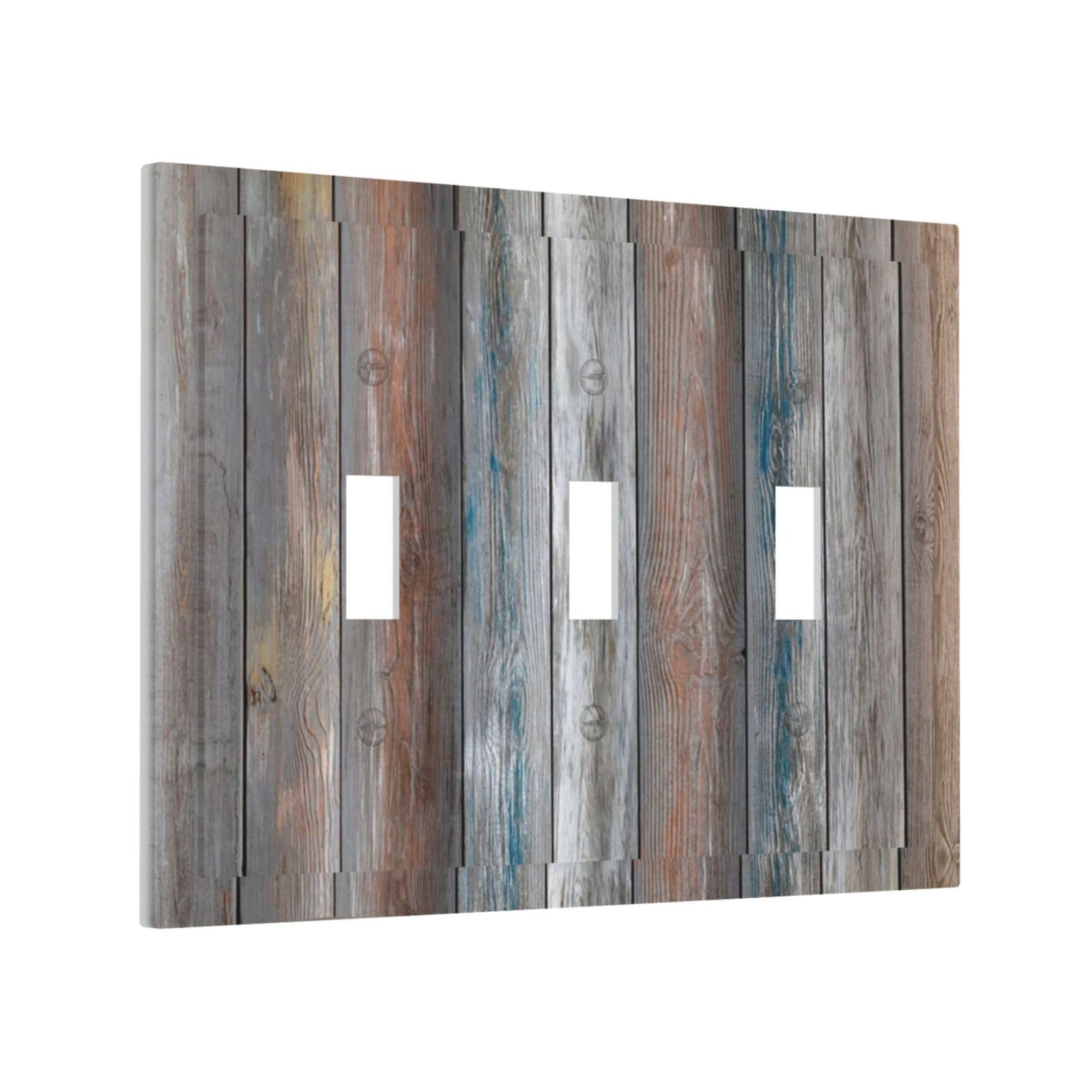 Snapklik.com : Light Switch Cover Vintage Blue Grey Wood Plank 3 Gang ...
