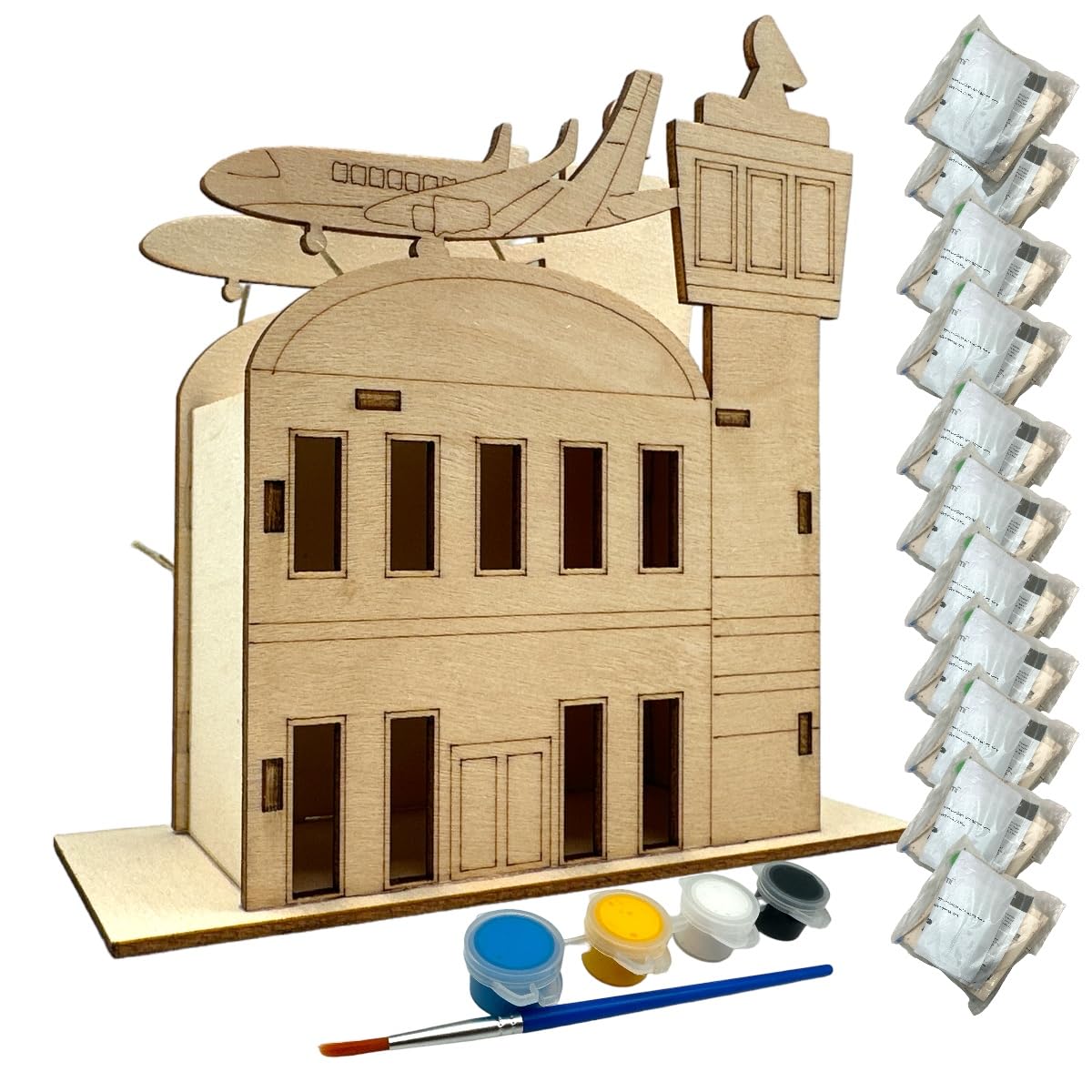 Snapklik.com : Oojami Wooden Airplane Airport Control Tower Crafting ...