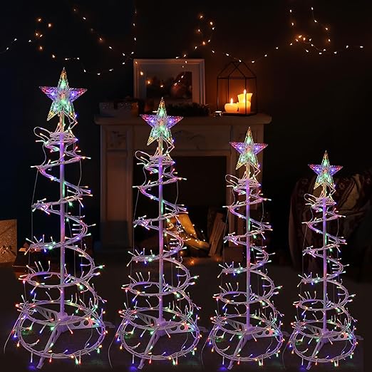 Amazon.com: 4 Pack Christmas Spiral Tree Lights for Outdoor Lighted 3 4 ...