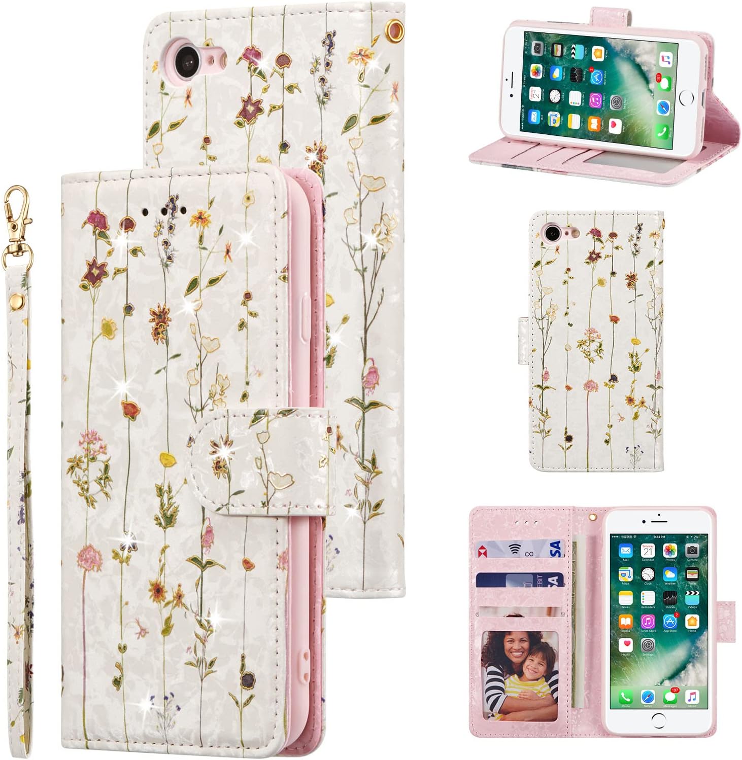 Amazon.com: UEEBAI Wallet Case for iPhone 7 Plus/iPhone 8 Plus, PU ...