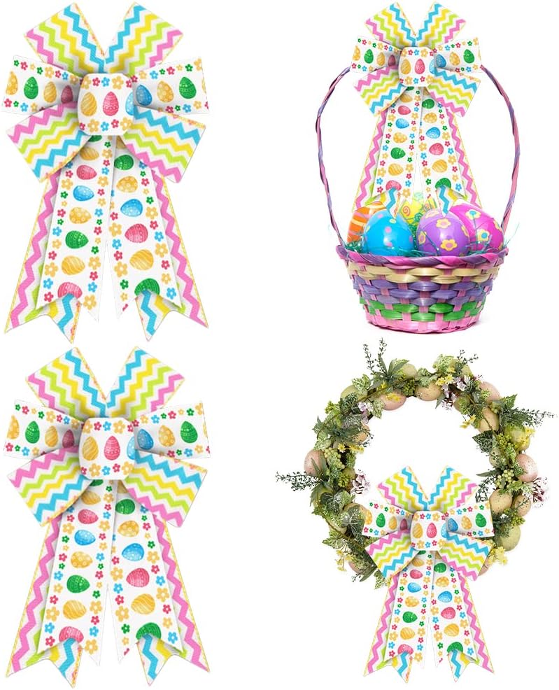 Amazon.com: ALIBBON 2Pcs Easter Bows for Wreaths, Spring Easter Wreath ...