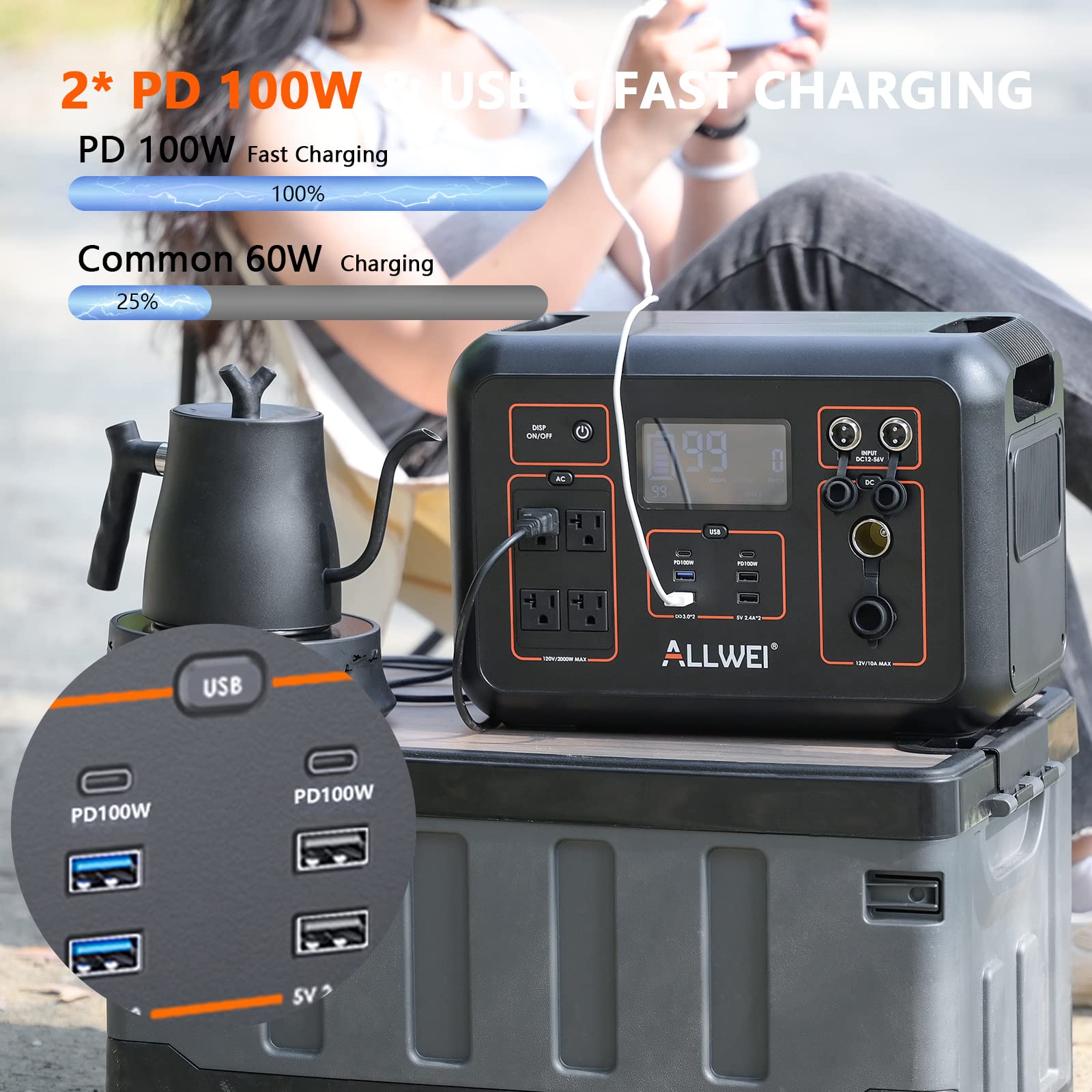 Snapklik.com : ALLWEI Solar Generator 2000W(Peak 4000W)