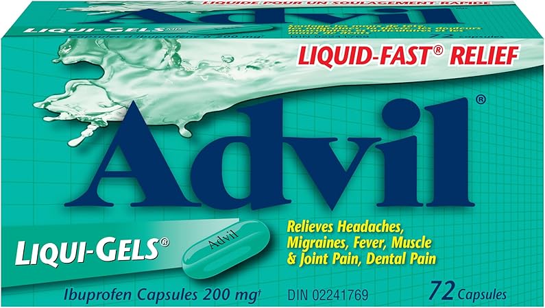 Advil Regular Strength Ibuprofen Pain Relief Liquid-Gels, Fast Acting ...