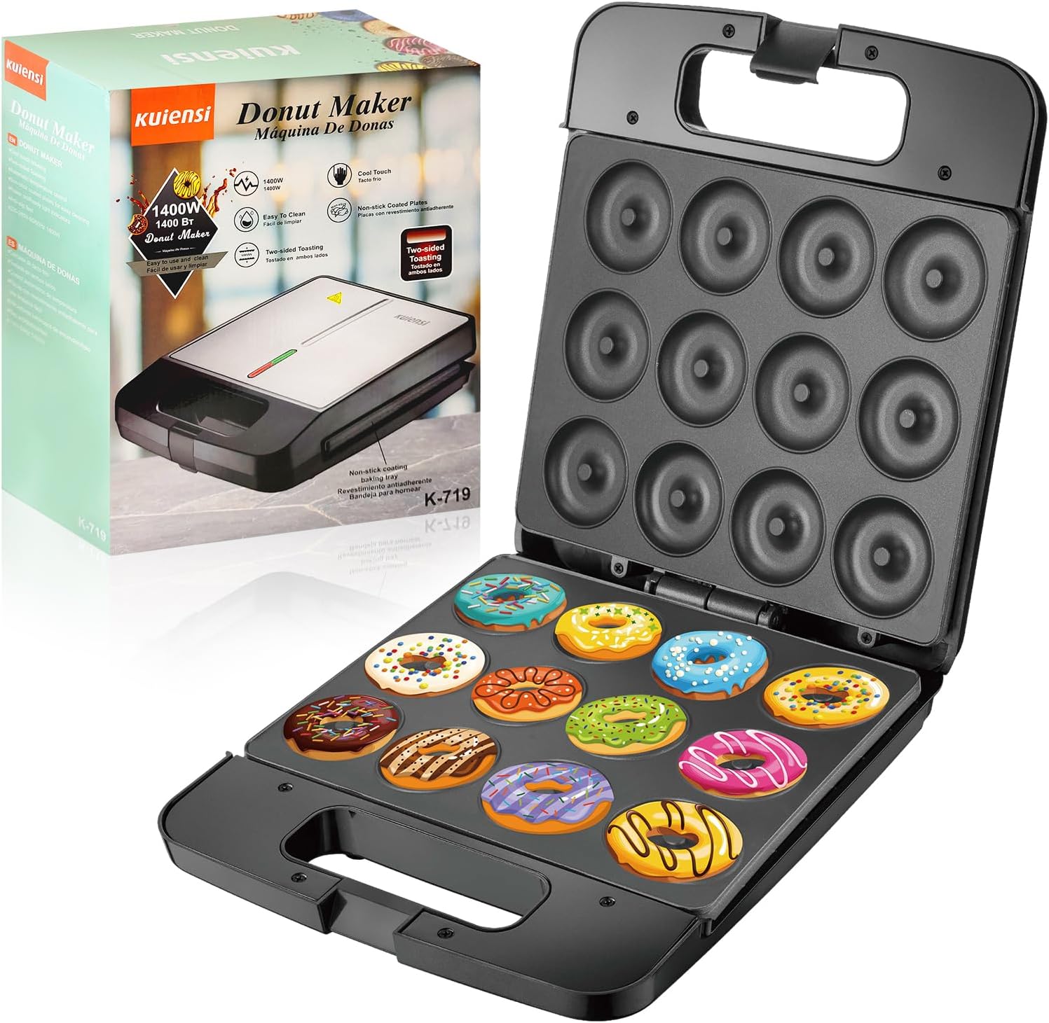 Amazon.com: Mini Donut Maker Machine for Home, 1400W Double-Sided ...