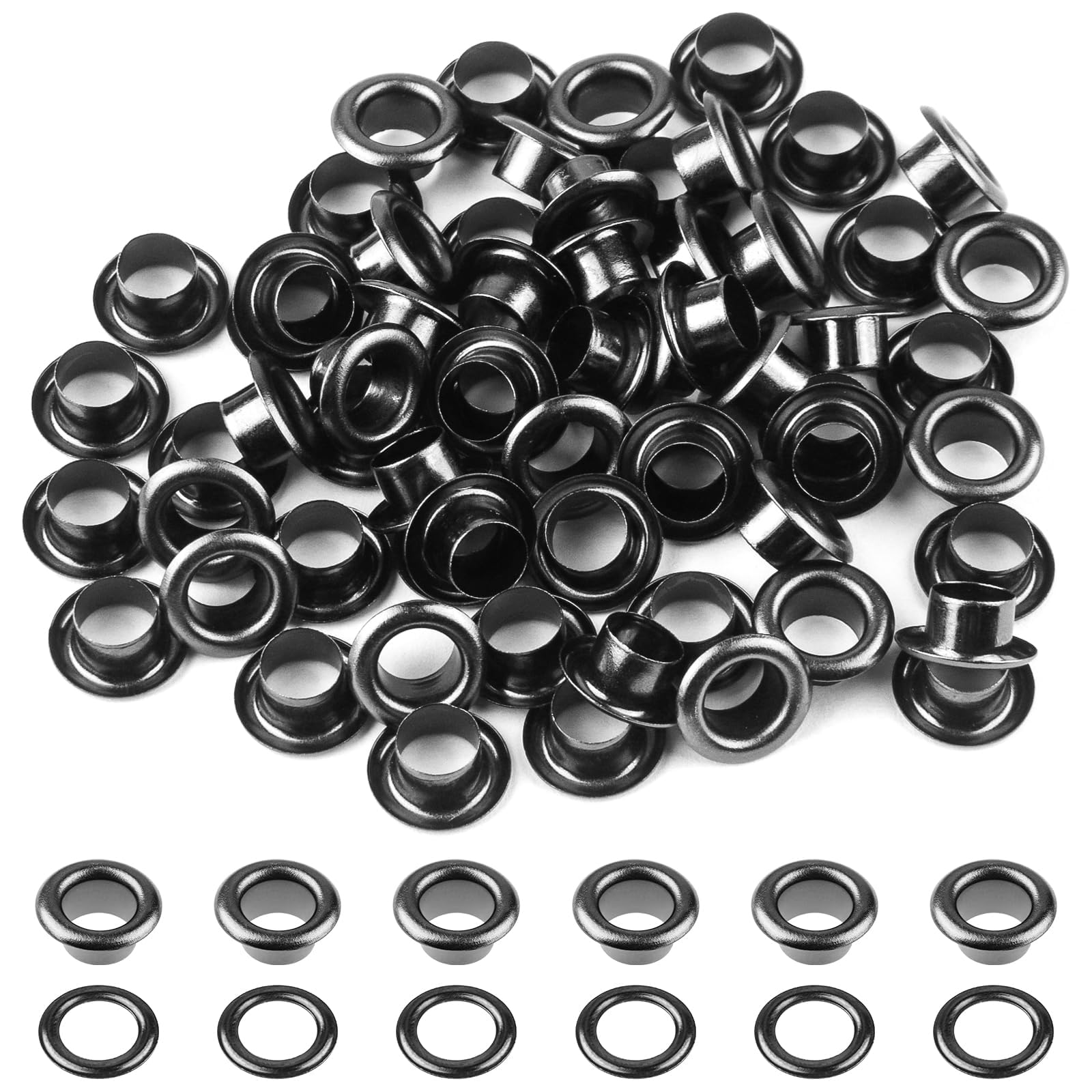 Amazon.com: 120 Pair Metal Black Eyelets 3mm/6mm, 2 Size Grommets ...