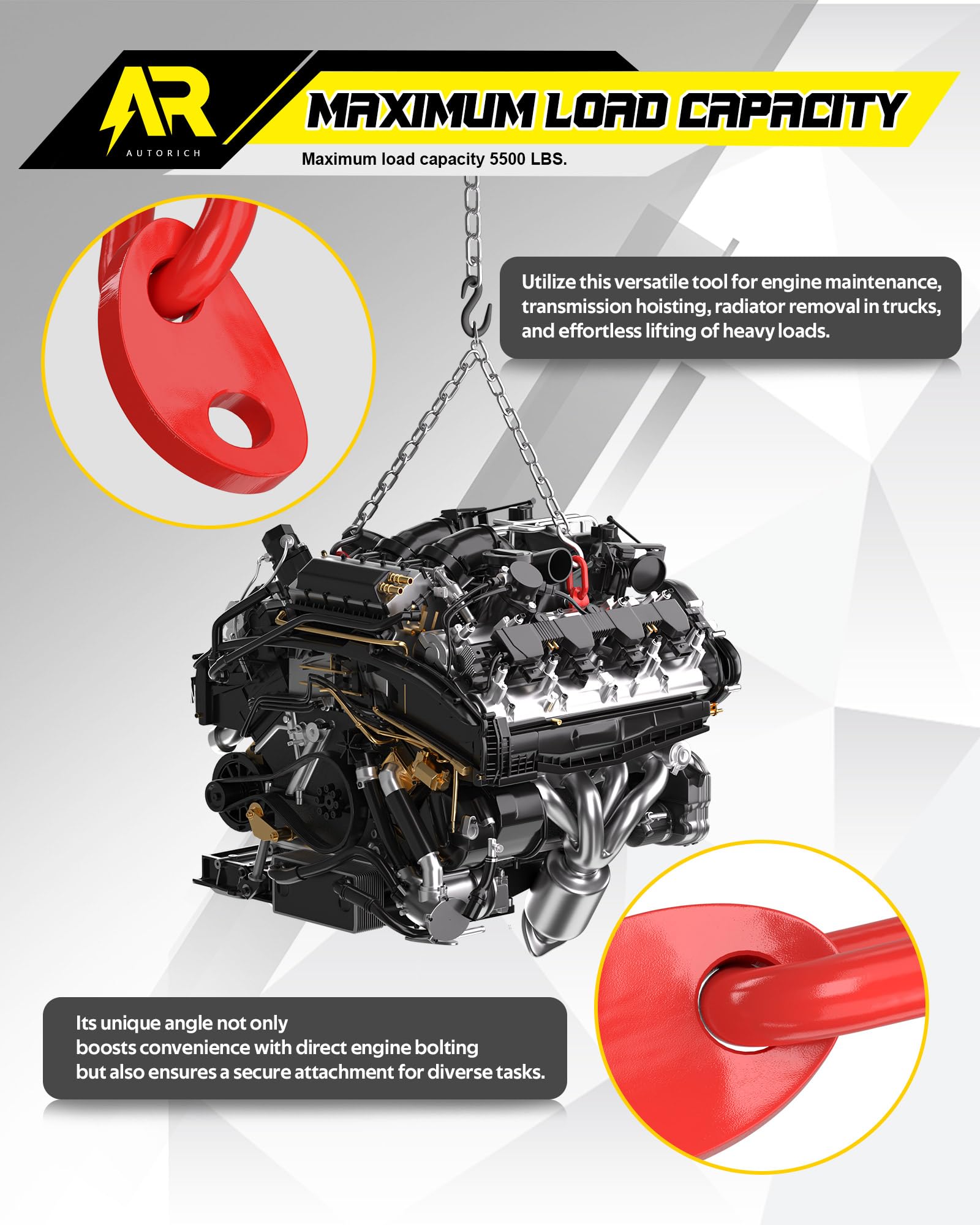 Snapklik.com : AUTORICH 7100 Lifting Bracket Set For Engine - 4 Heavy-Duty Engine Lift Bracket ...