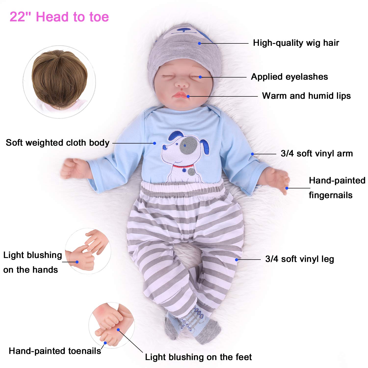 CHAREX Reborn Baby Doll, 22 p...B099KQCNPP | Encarguelo.com