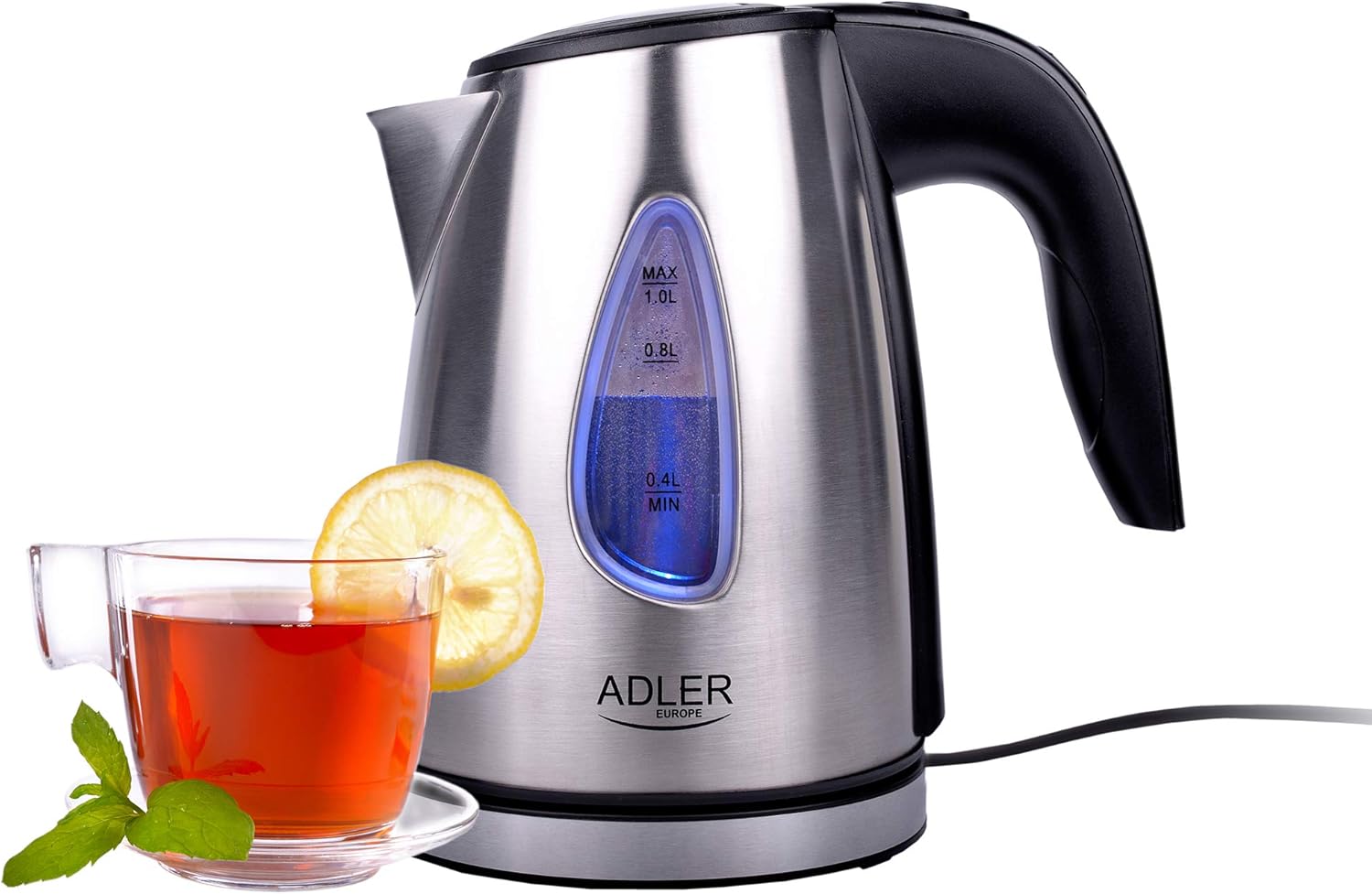 Adler Electric Kettle Made of Metal with Capacity of 1 Liter and 1630 W ...