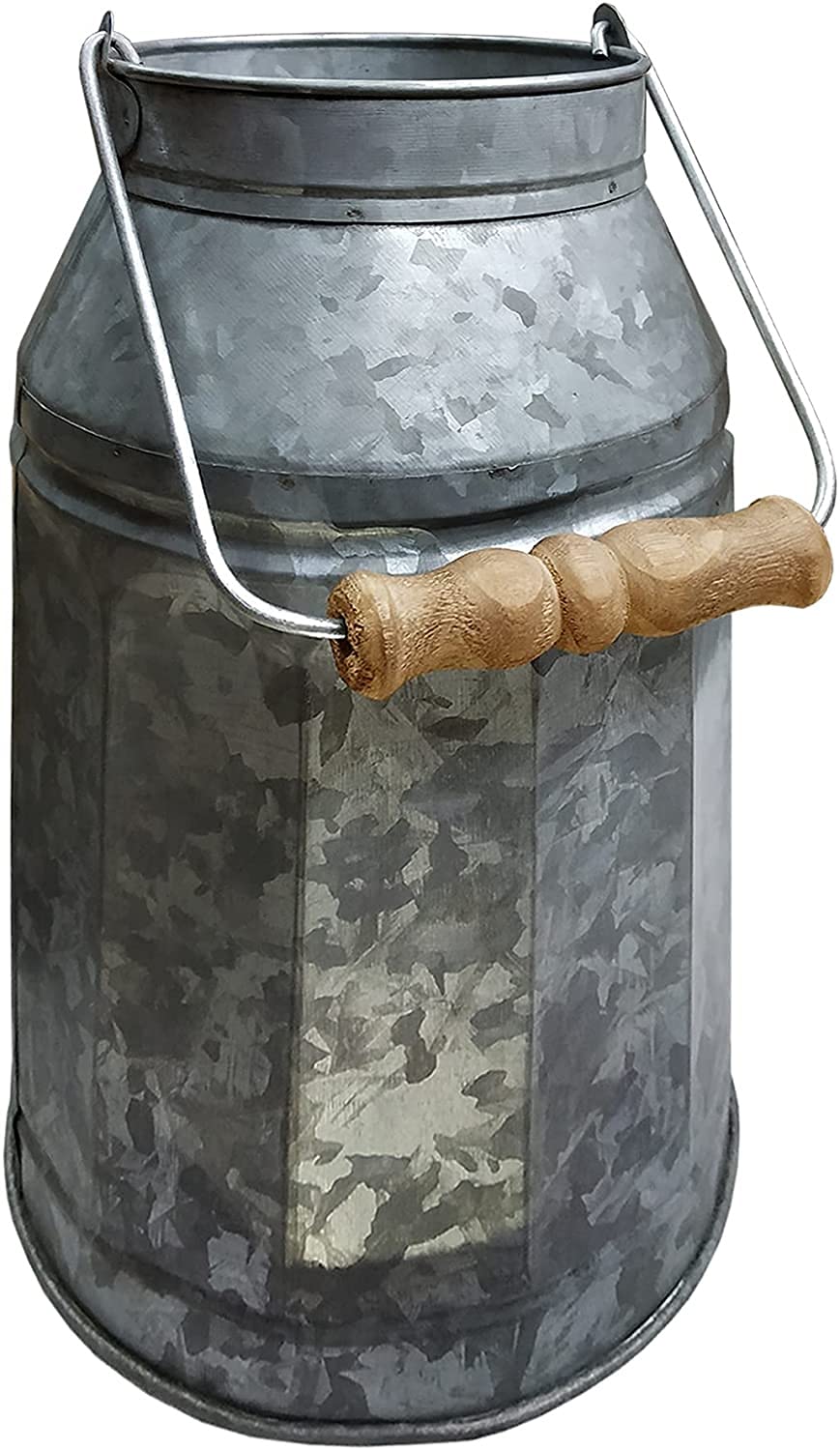 Amazon.com: Vintage Galvanized Metal-Decorative Milk Pail w/ Wood ...