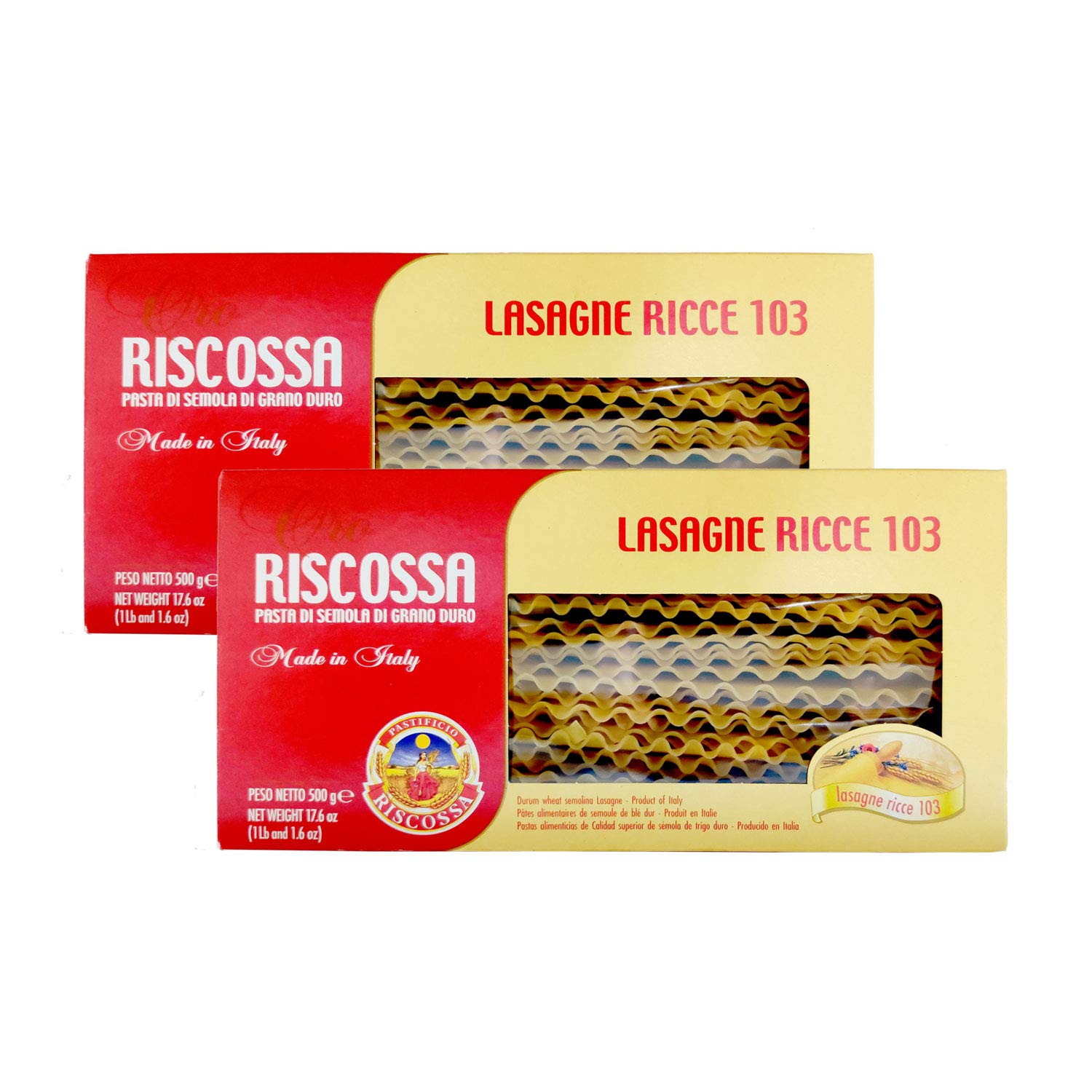 Riscossa Lasagna Riccia Pasta, 500g | Pack of 2 : Amazon.in: Grocery ...