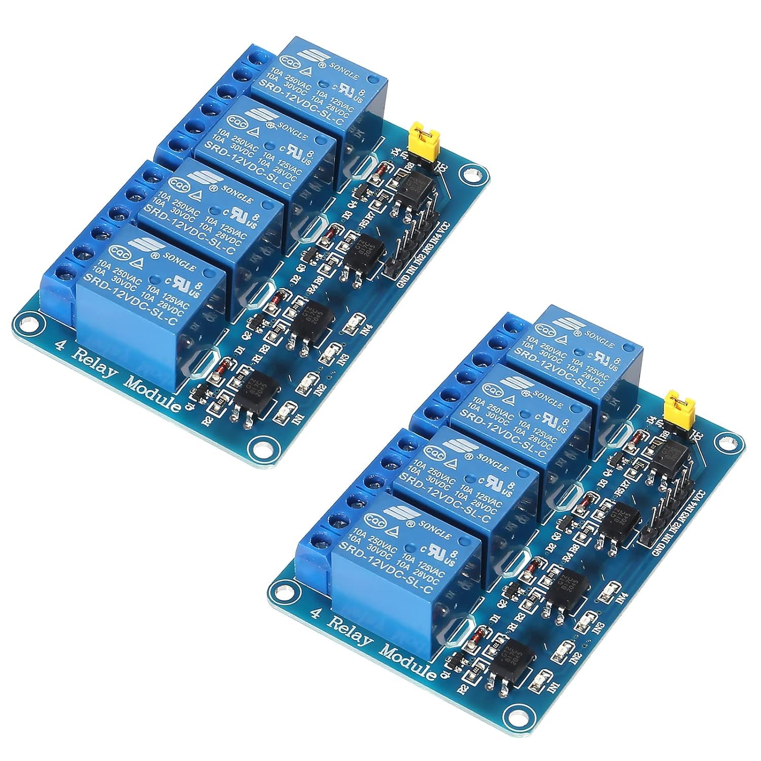 RIDEN 2PCS 4 Channel DC 12V Relay Module with Optocoupler Isolation ...