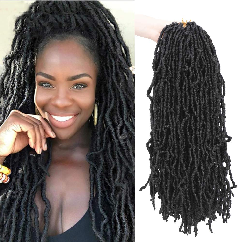 Buy Nu Faux Locs Crochet Hair 18 Inch 7 Packs, Natural Wavy Curly ...