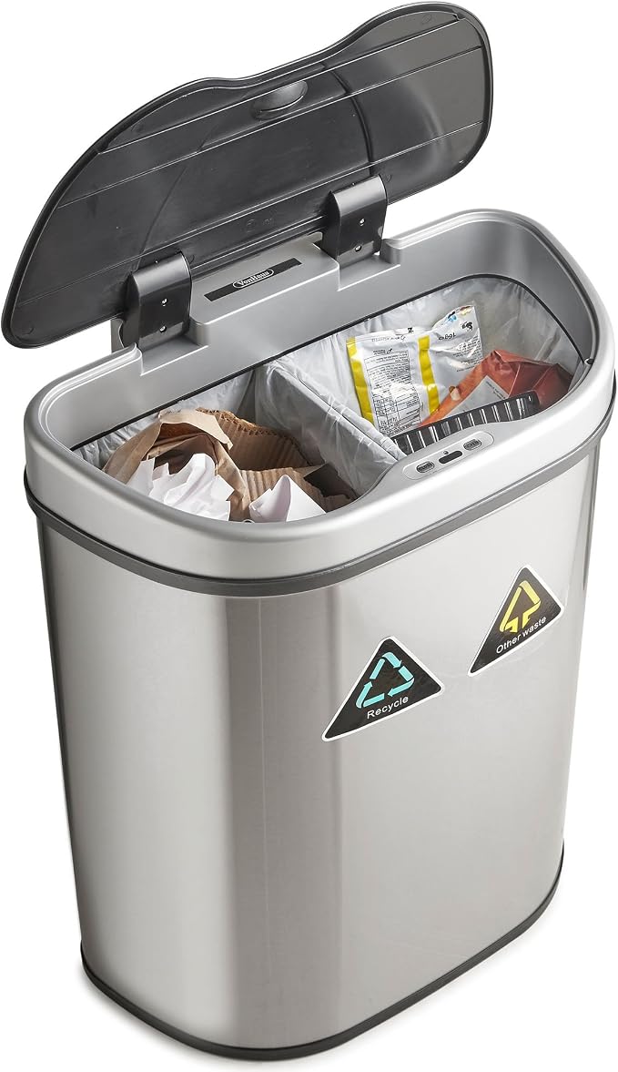 VonHaus Recycling Sensor Bin for Kitchen Waste - Automatic LED Motion ...