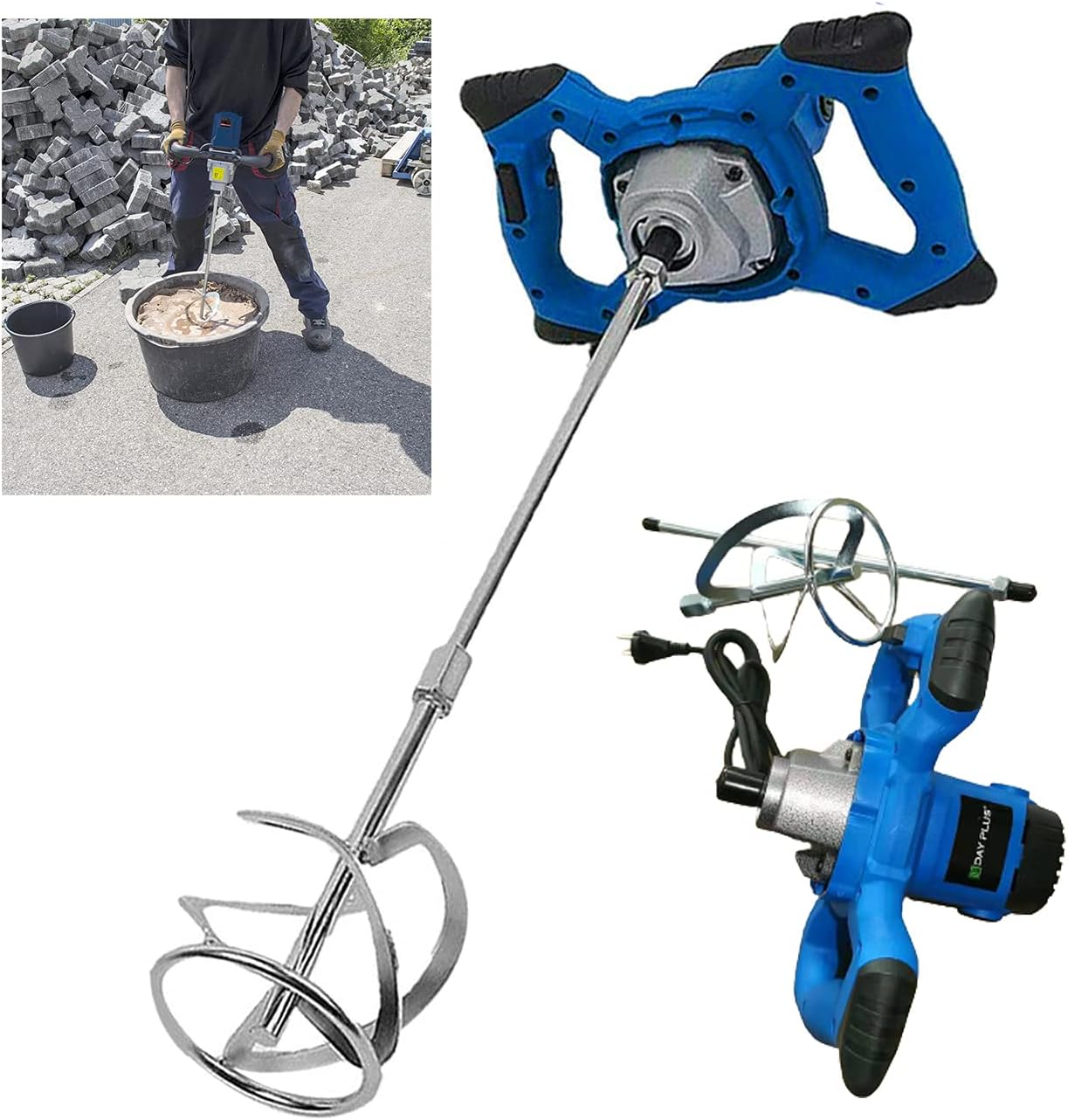 Amazon.com: Electric Mortar Mixer, 240V 2600W Handheld Paint Concrete ...