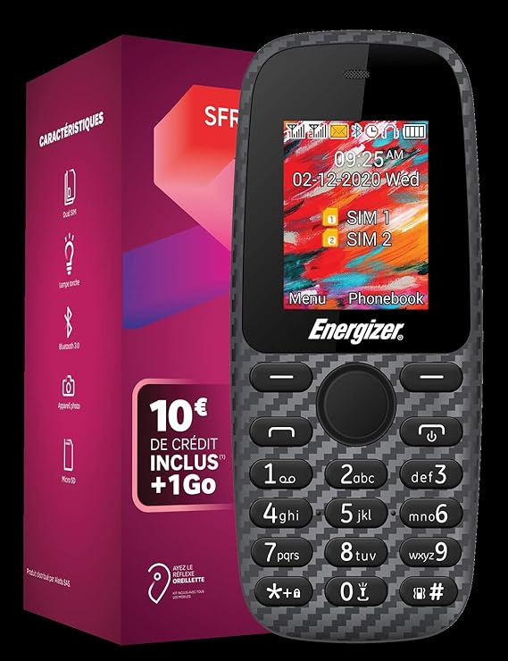 Pack Mobile prépayé, débloqué, Double sim, 2G: téléphone Energizer E2 ...
