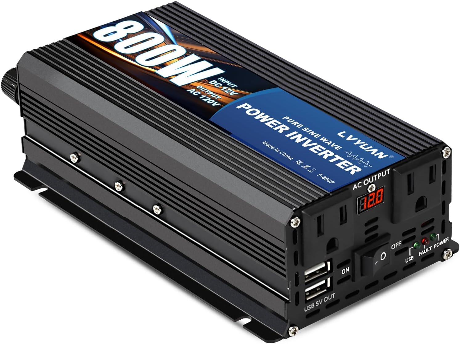 Amazon.com: LVYUAN 500 Watt Pure Sine Wave Power Inverter 12V to 110V ...