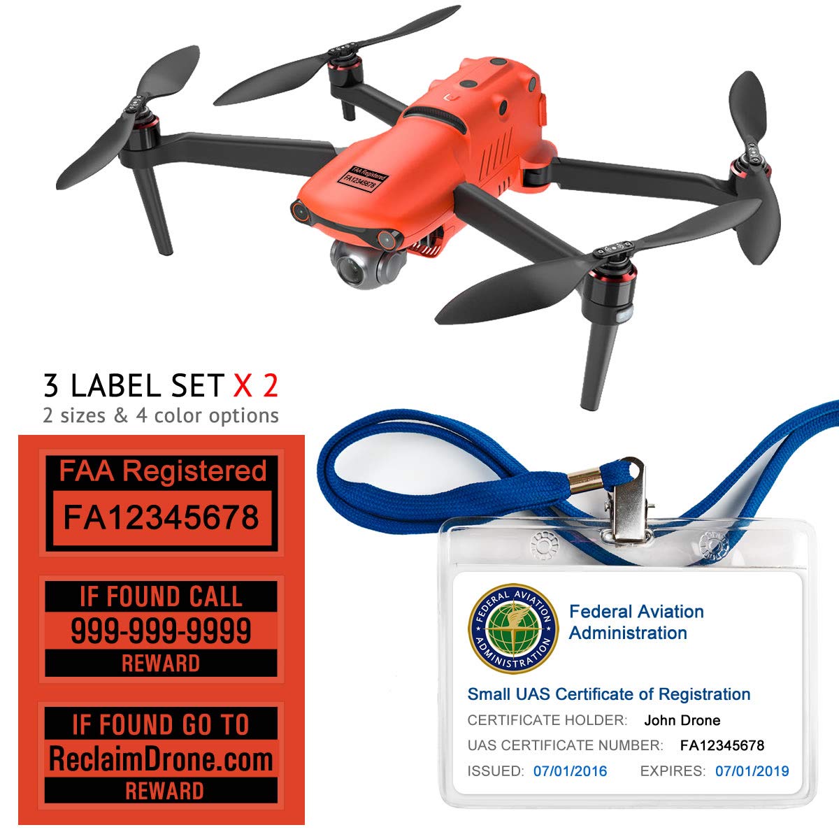 Buy Evo 2 - Autel - FAA Drone Labels (2 Sets of 3) + FAA UAS ...