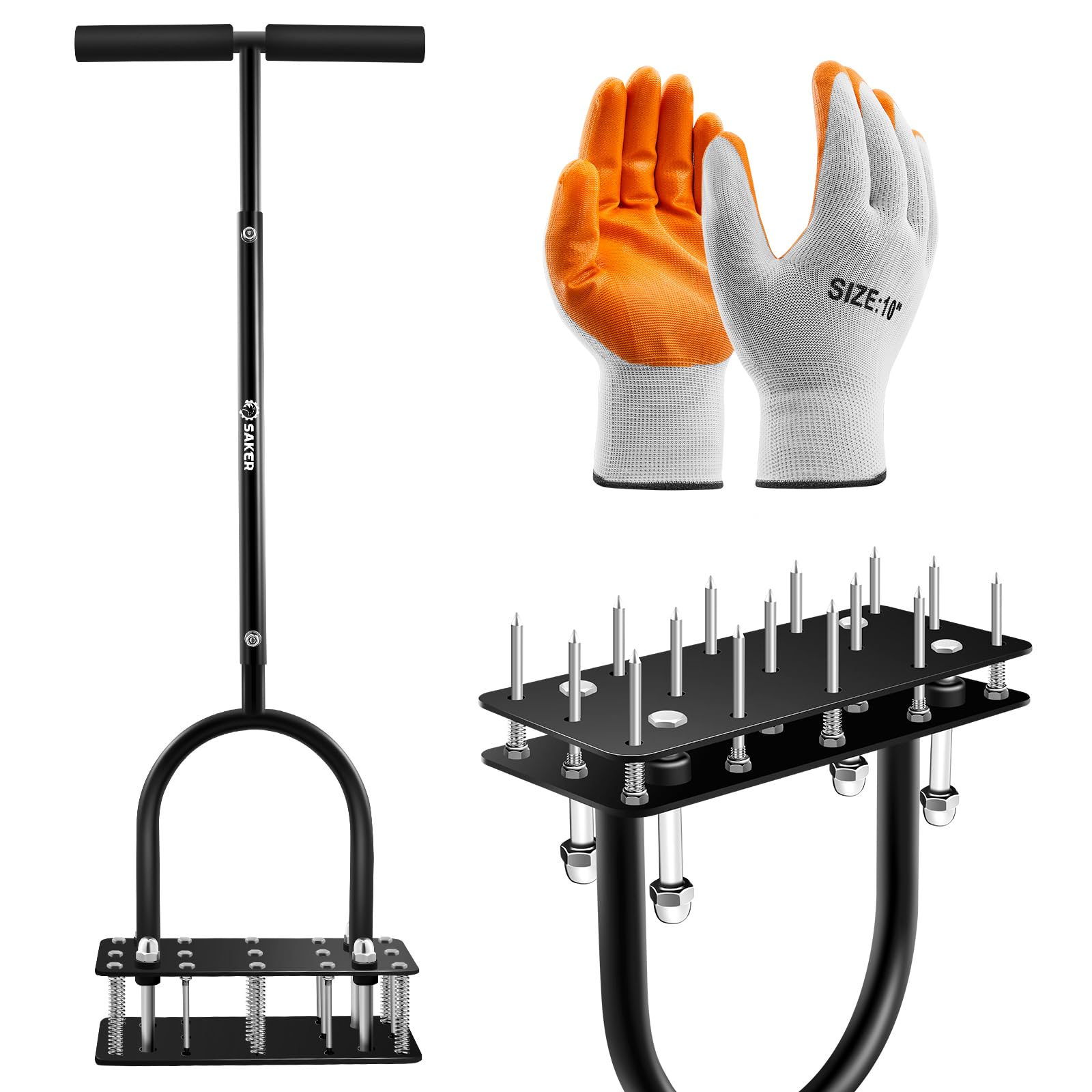 Amazon.com : Saker Lawn Aerator, Lawn Aerator Tool with 15 Iron Spikes ...