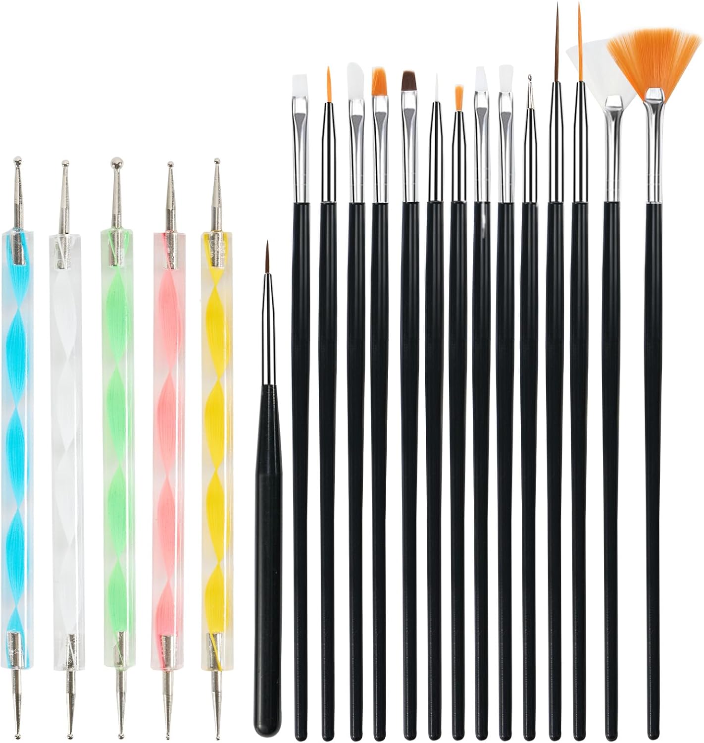 Cheerhom 20 Pièces Pinceau Nail Art Ongles, Pinceau Ongle Gel avec ...
