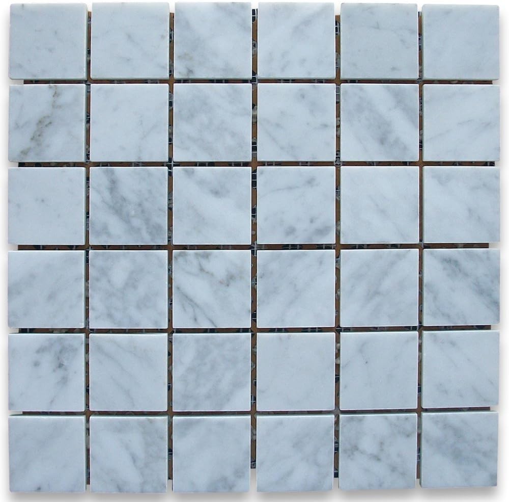 Stone Center Online Carrara White Marble 1x1 Square Mosaic Tile ...