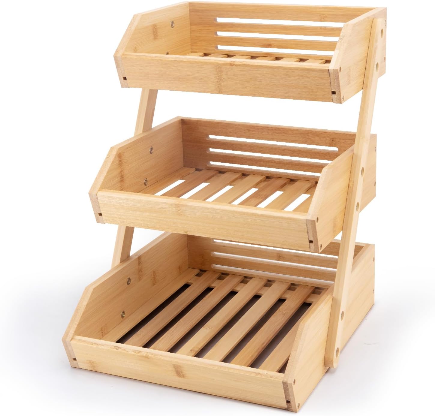 Amazon.com: LEIMO KPARTS 3 Tier Bamboo Fruit Basket Stand For Kitchen ...