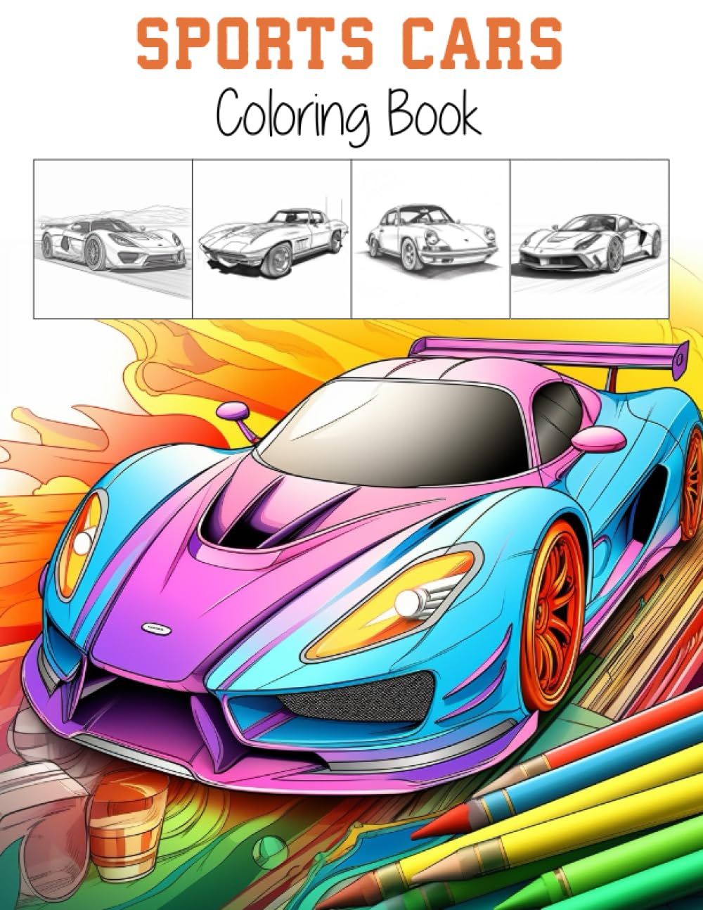 Supercar Sports Car Coloring Pages: Sports Cars Coloring Book: A ...