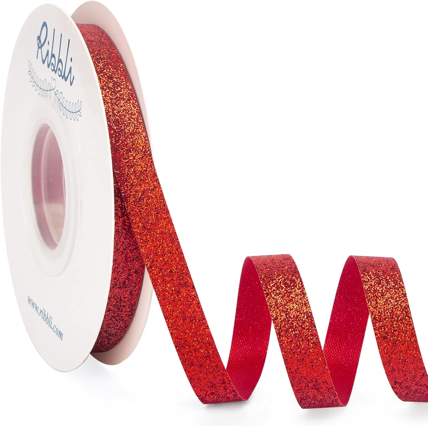 Amazon.com: Ribbli Red Glitter Ribbon,Gift Wrapping Ribbon Red Cut Edge ...