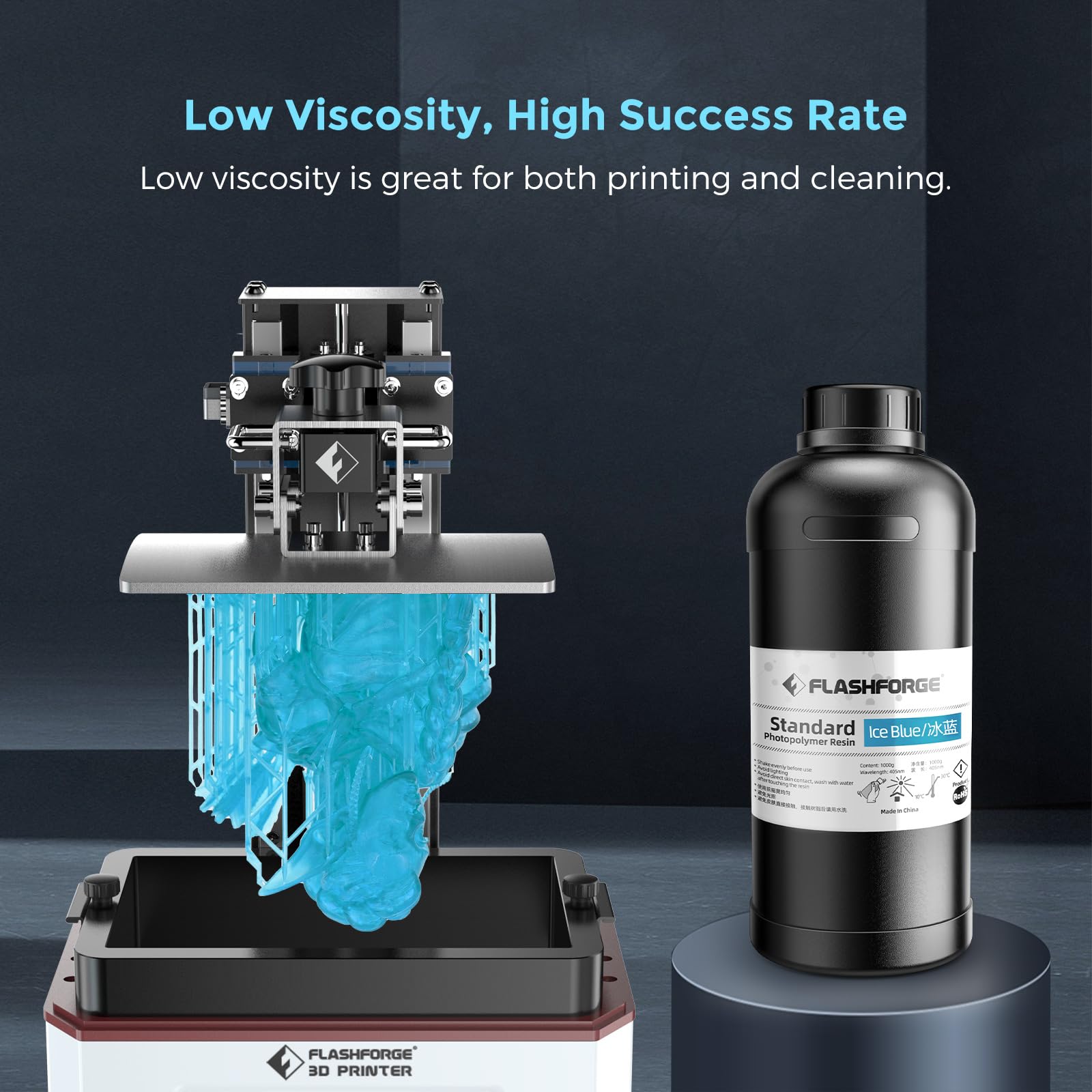 Snapklik.com : Flashforge 3D Printer Resin 1kg, Fast UV Curing Resin ...