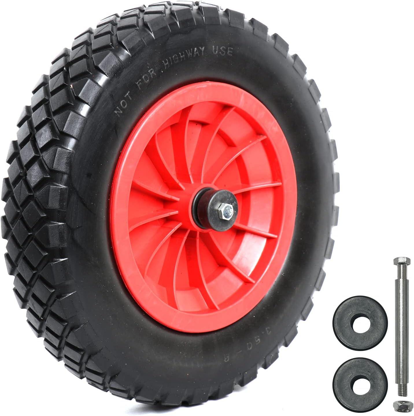 Woodside 14” Solid Tyre, Replacement Wheel for Wheelbarrows, Trolleys ...