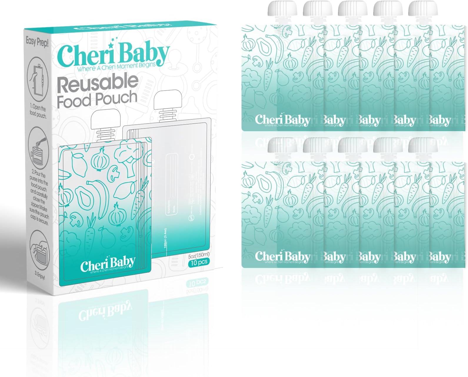 Amazon.com: LittleWhispers Reusable Baby Food Pouches - Refillable with ...