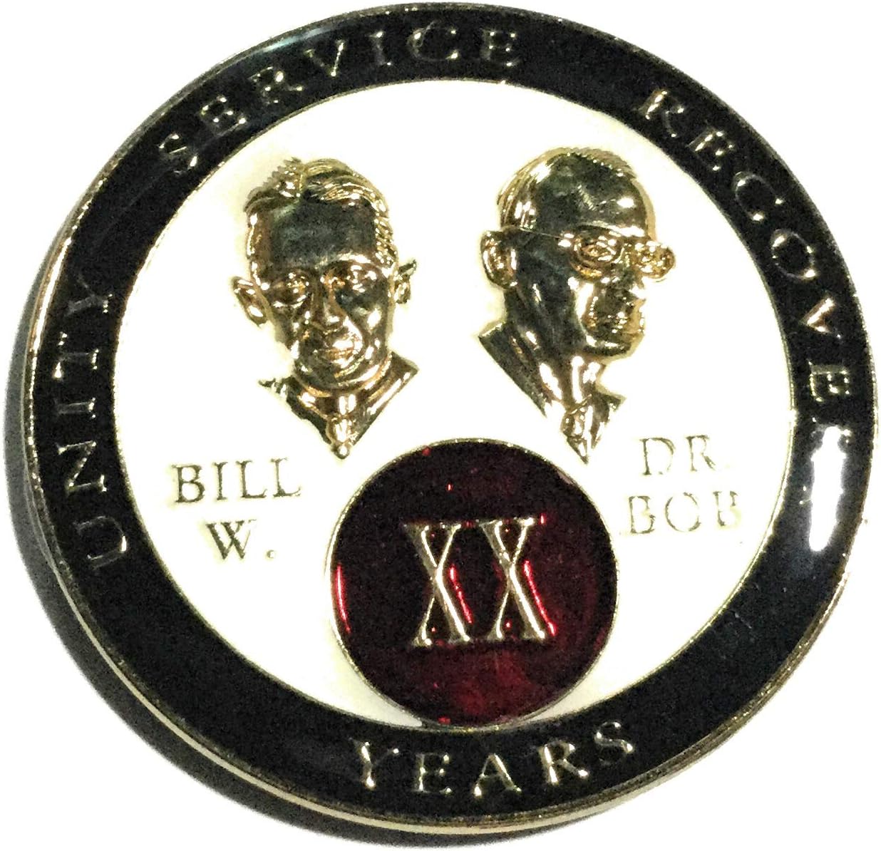 Amazon.com: 20 Year AA Medallion - Alcoholics Anonymous White, Black ...