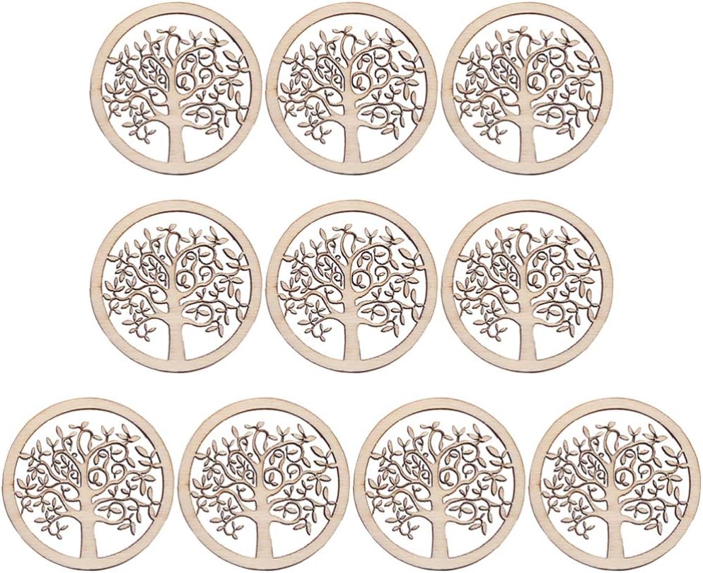 Amazon.com: EXCEART Vintage Wooden Slices with Holes 10PCS Natural Tree ...