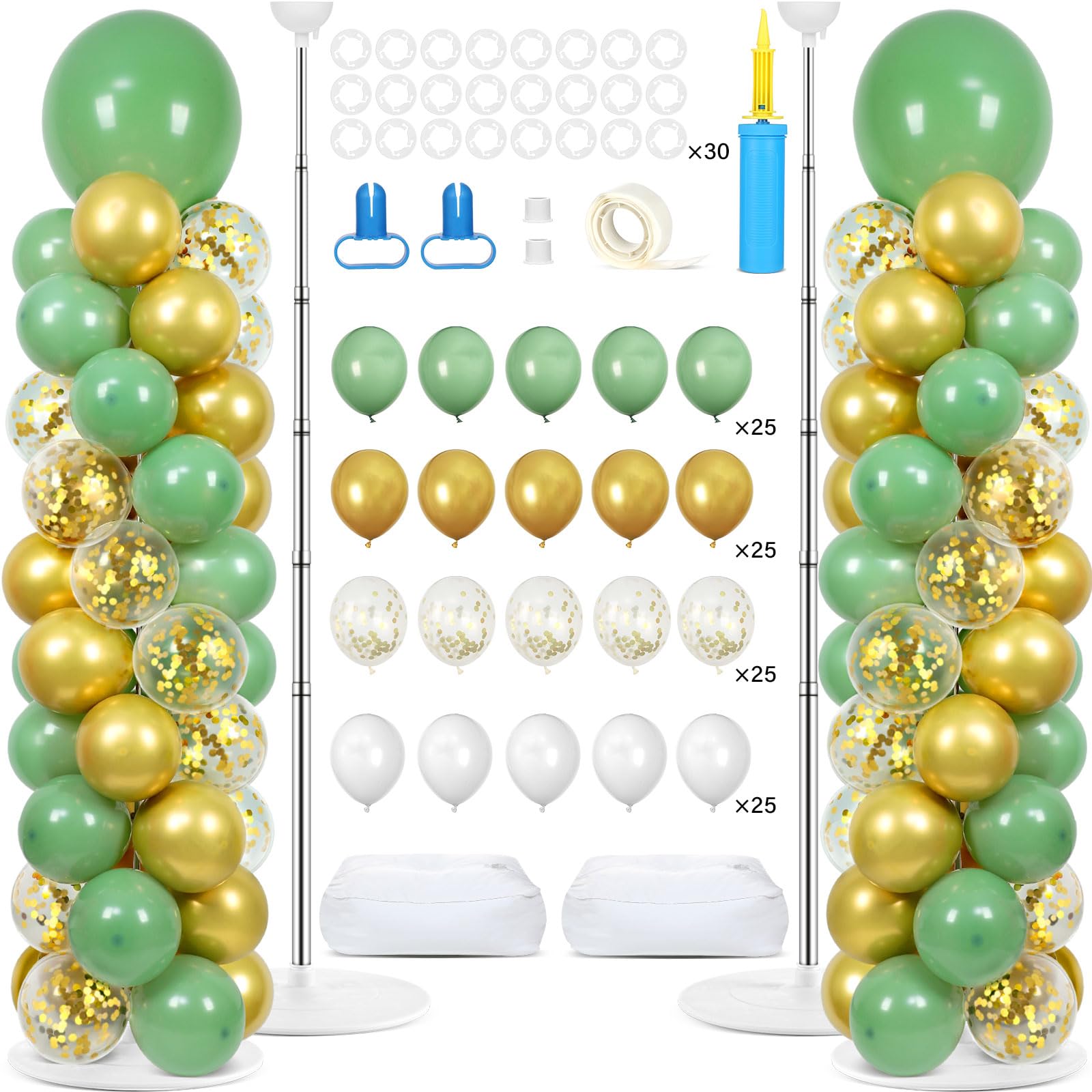 Amazon.com: 2 Sets Sage Green Balloon Column Stand Kit with 100 ...