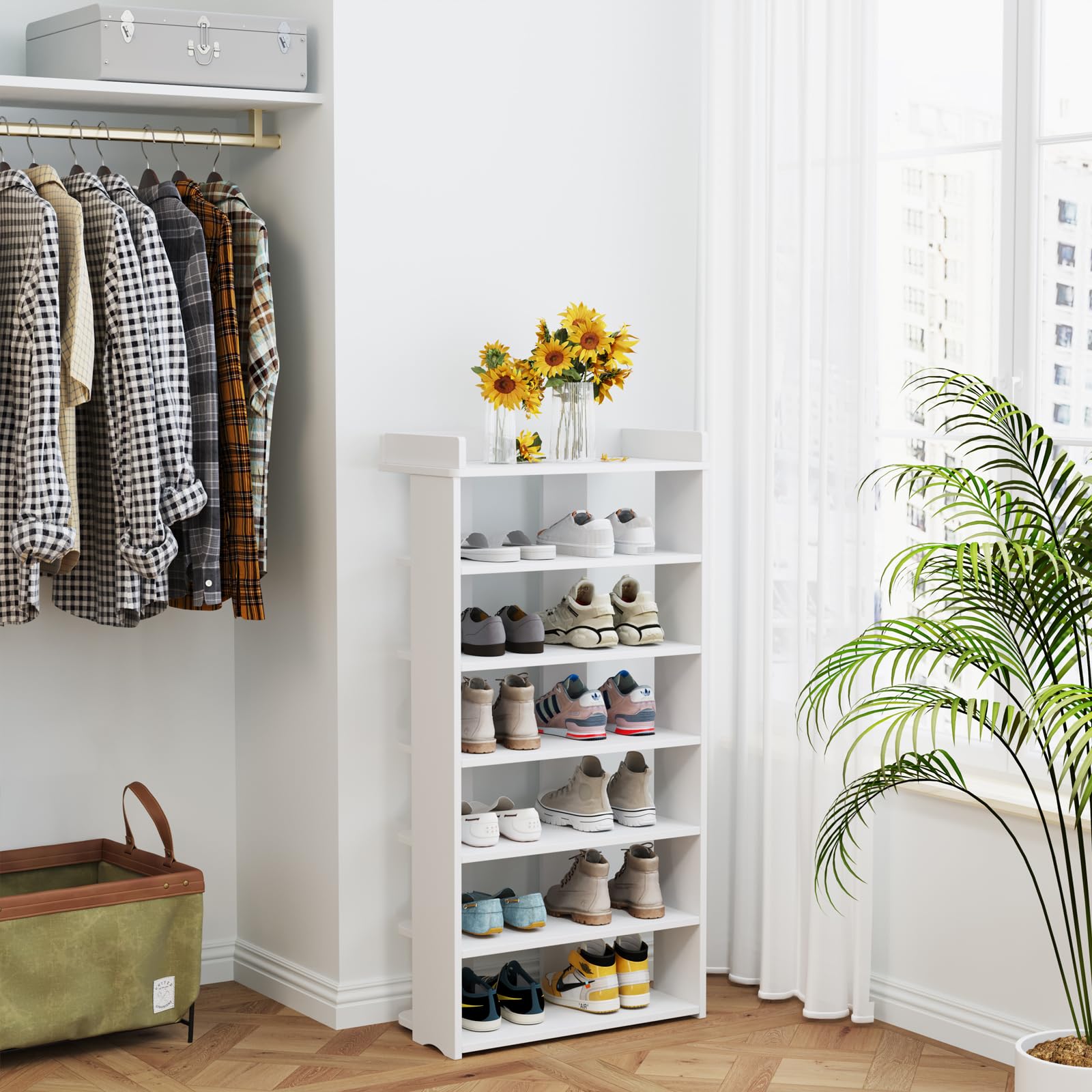 Dripex Scarpiera Salvaspazio Ingresso Bianca Verticale, con 7 Ripiani ...