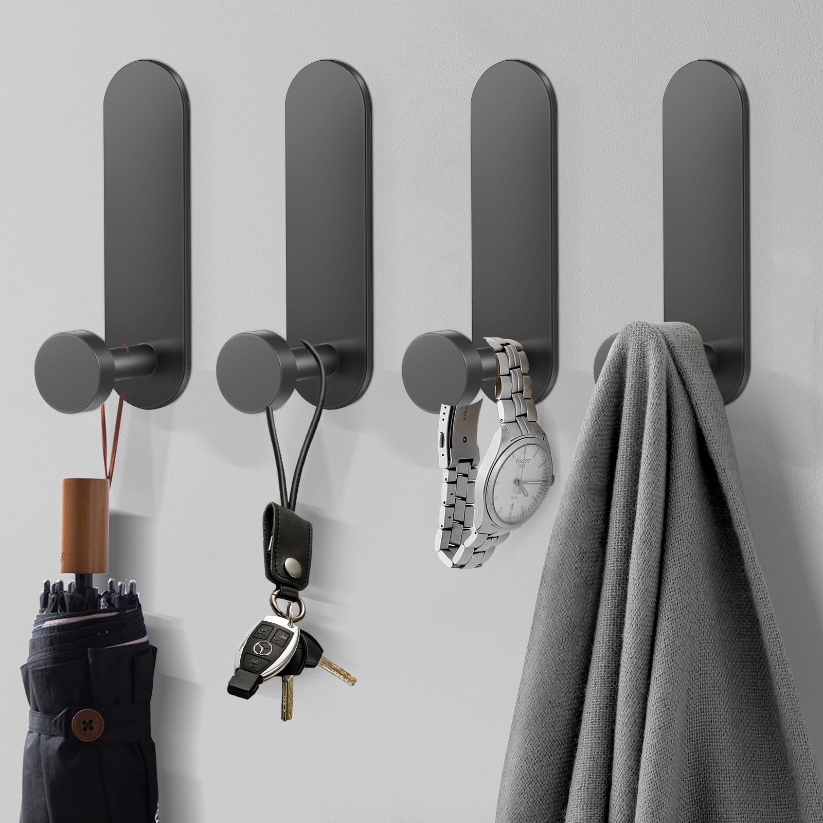 Fisynug 4Pcs Self Adhesive Hooks Sticky Hooks Extra Strong Stick on ...