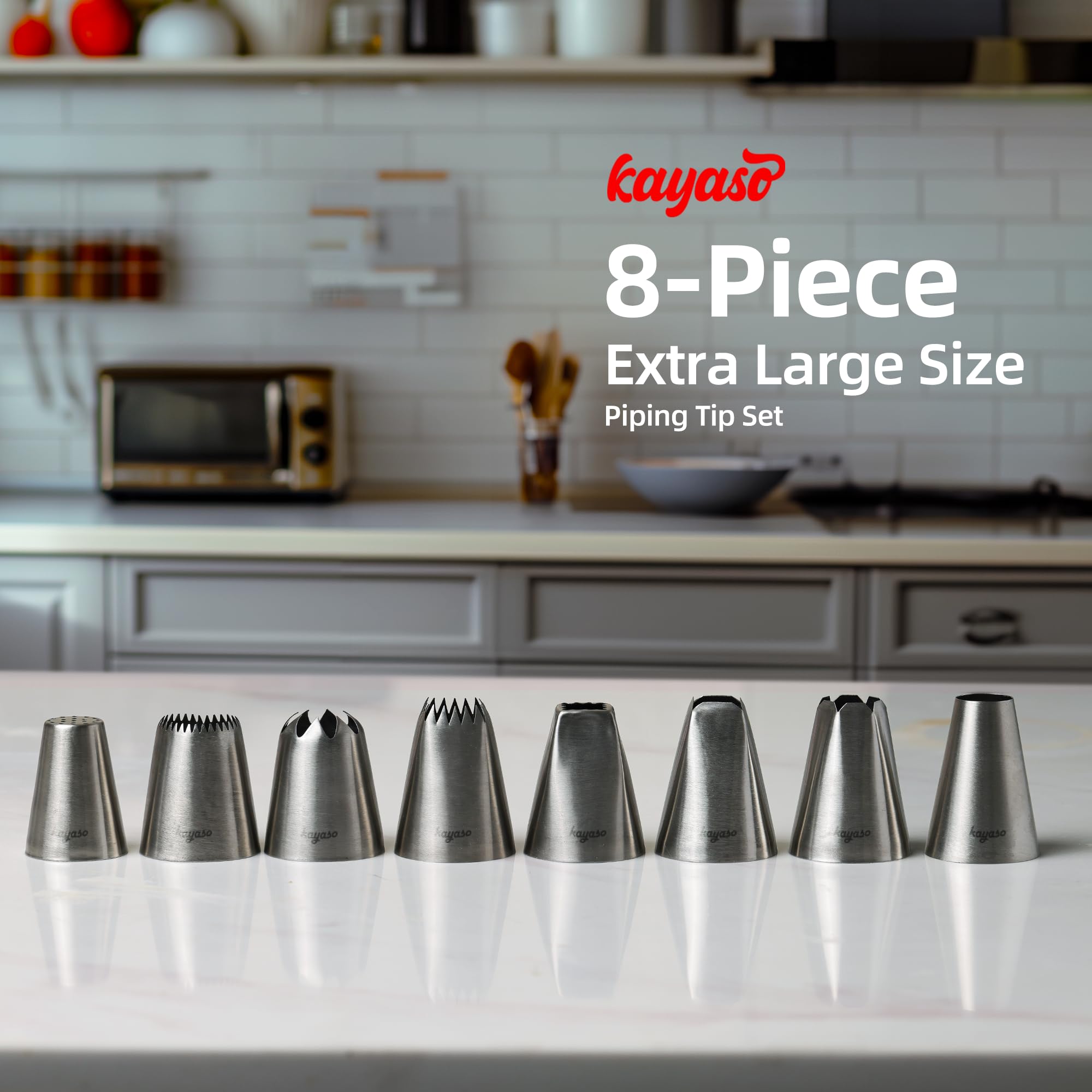 Piping Tip Kayaso Extra Large s Set,8-Pcs Giant Size Decorating Icing ...