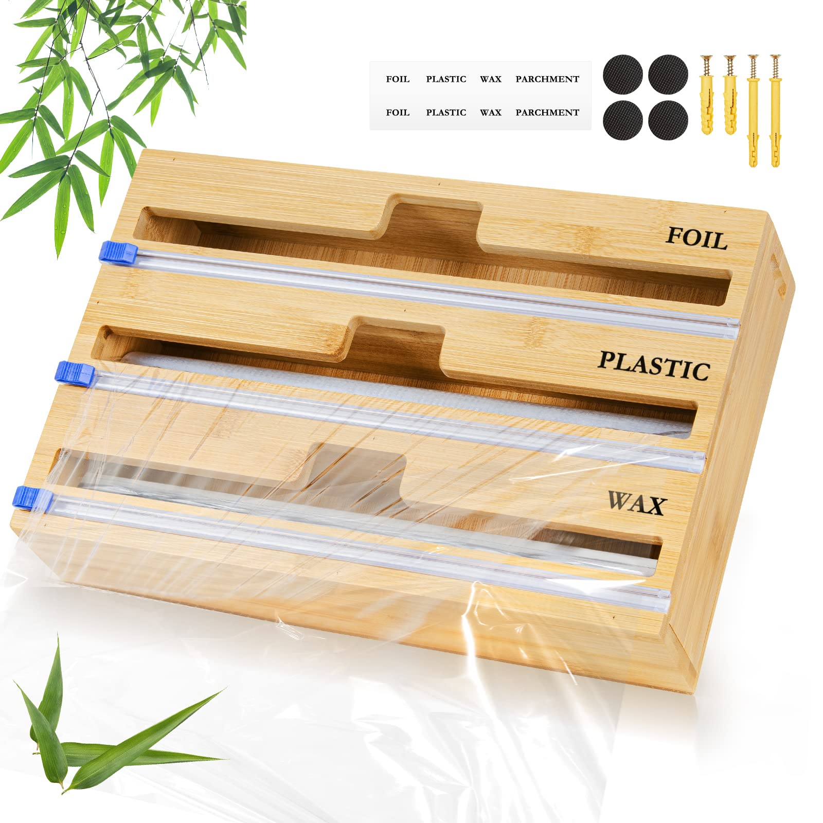 MirMengs Foil and Plastic Wrap Organizer, Plastic Wrap Dispenser with ...