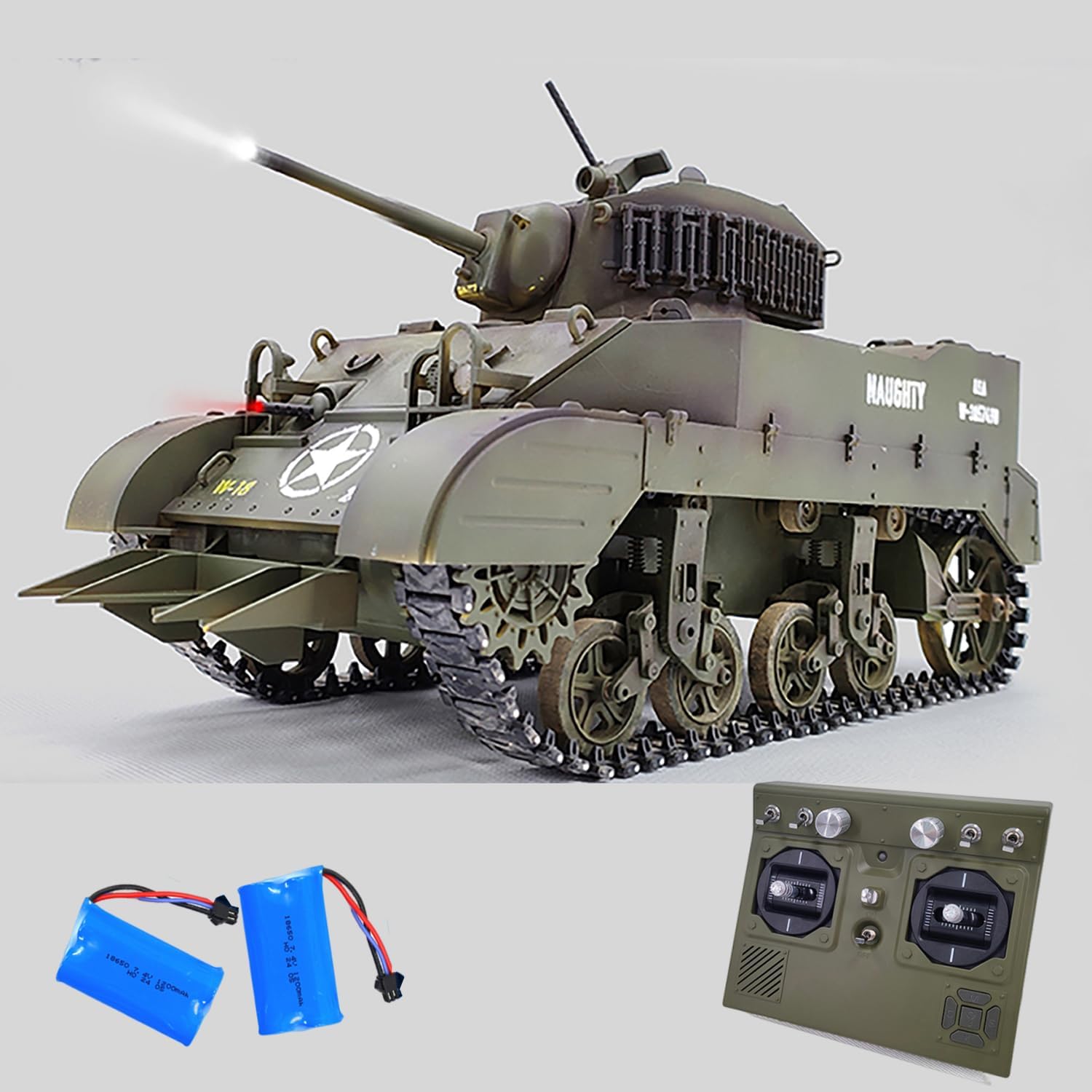 Amazon.com: Ssccgym Remote Control Light Tank US M5A1 Stuart Tank 1/16 ...