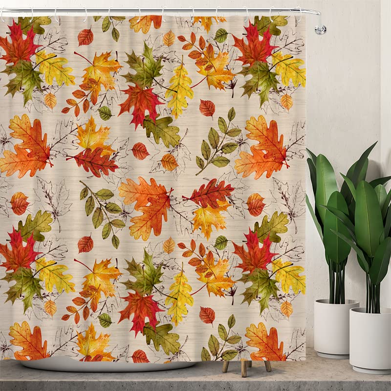 Amazon.com: Wollmix Autumn Leaf Maple Leaves Shower Curtain Fall Plants ...