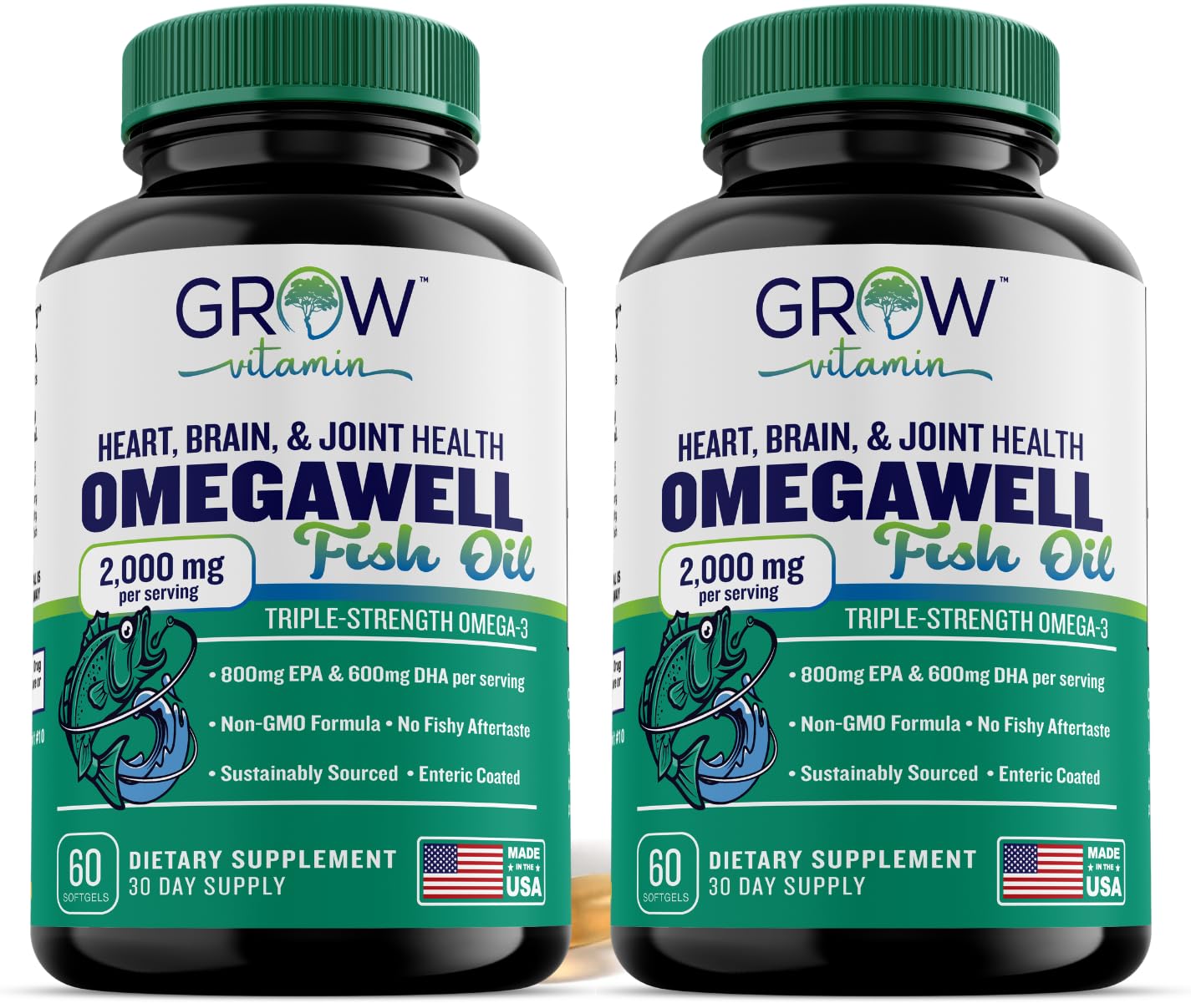 Buy grow OMEGAWELL Fish Oil : 800 mg EPA 600 mg DHA Omega 3 Supplement ...