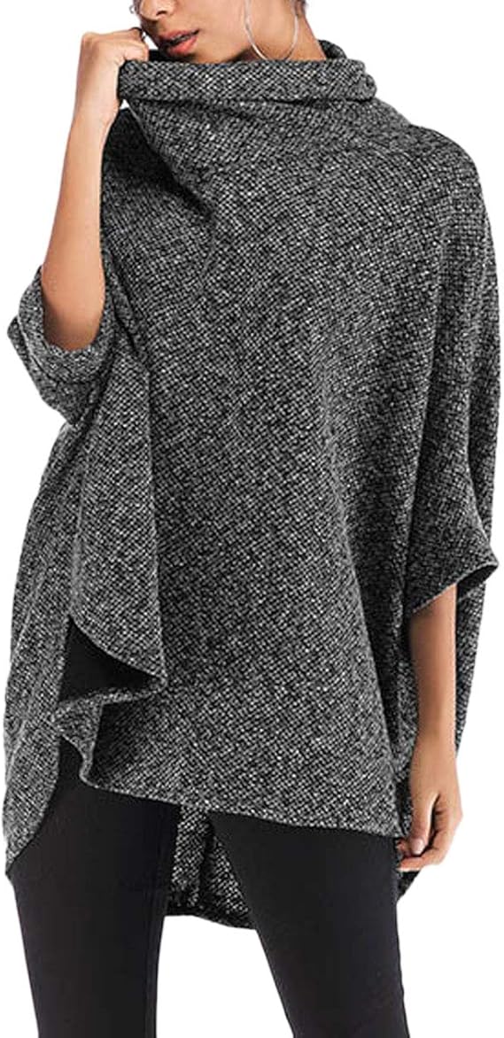 Poncho Ladies Spring Solid Estilo Elegant Autumn Color Simple Cape ...